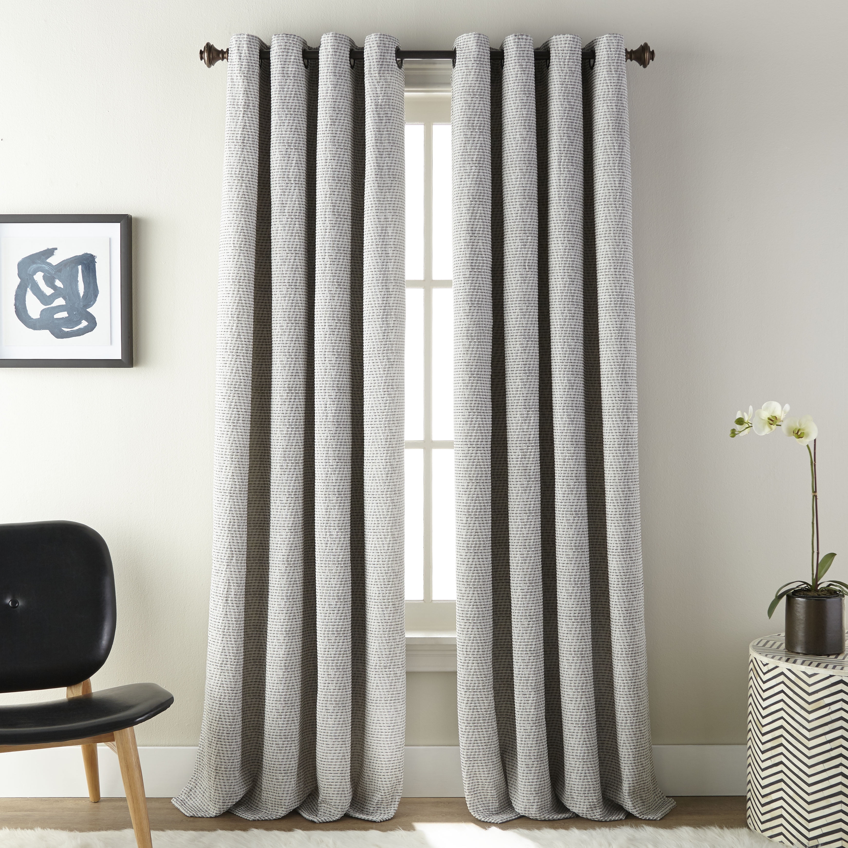 Nanshing Fuller Grommet Top Single Curtain Panel, Anthracite, 54 x 84 ...