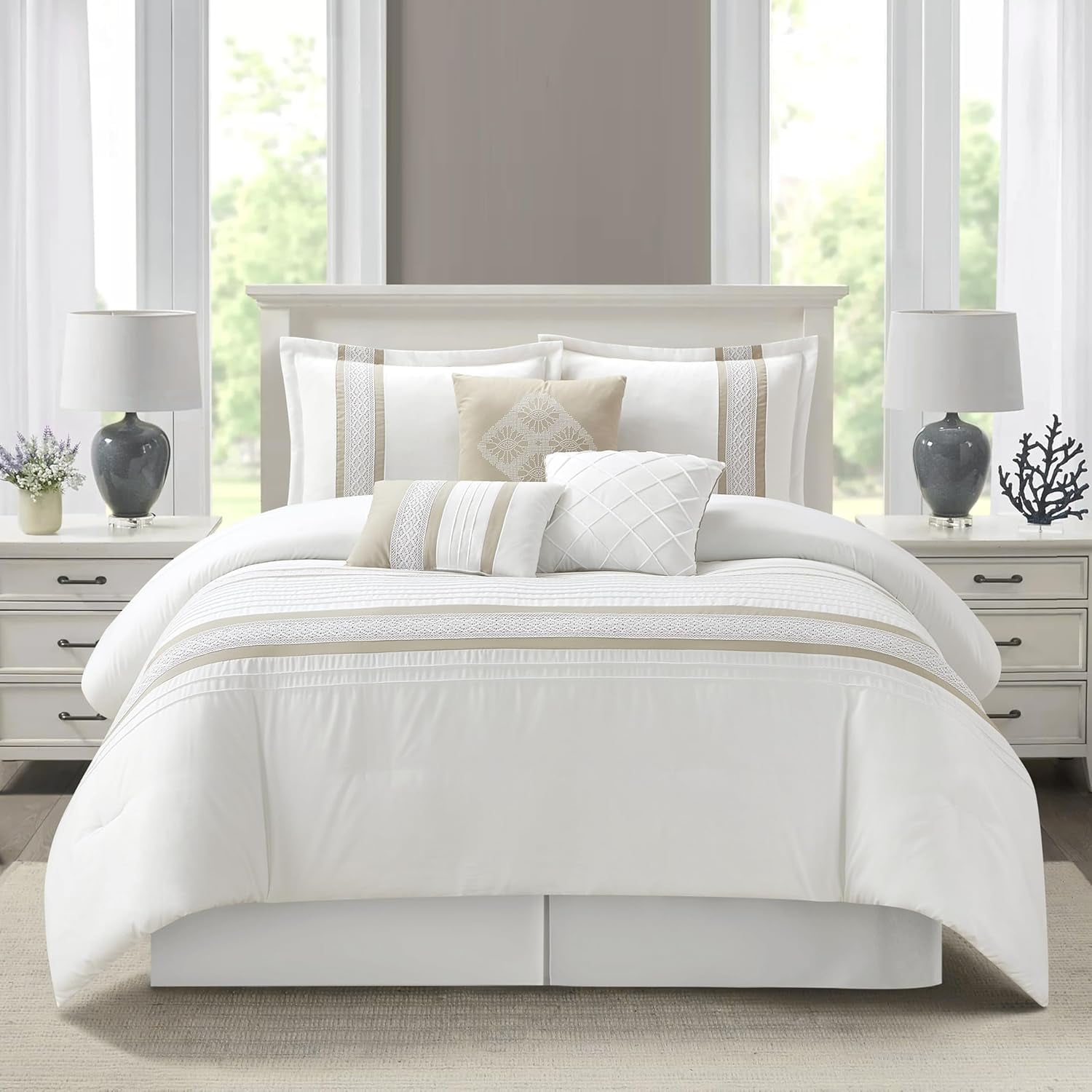 Nanshing Gabby 7 Piece Bohemian Shabby Chic Comforter Set , Taupe ...