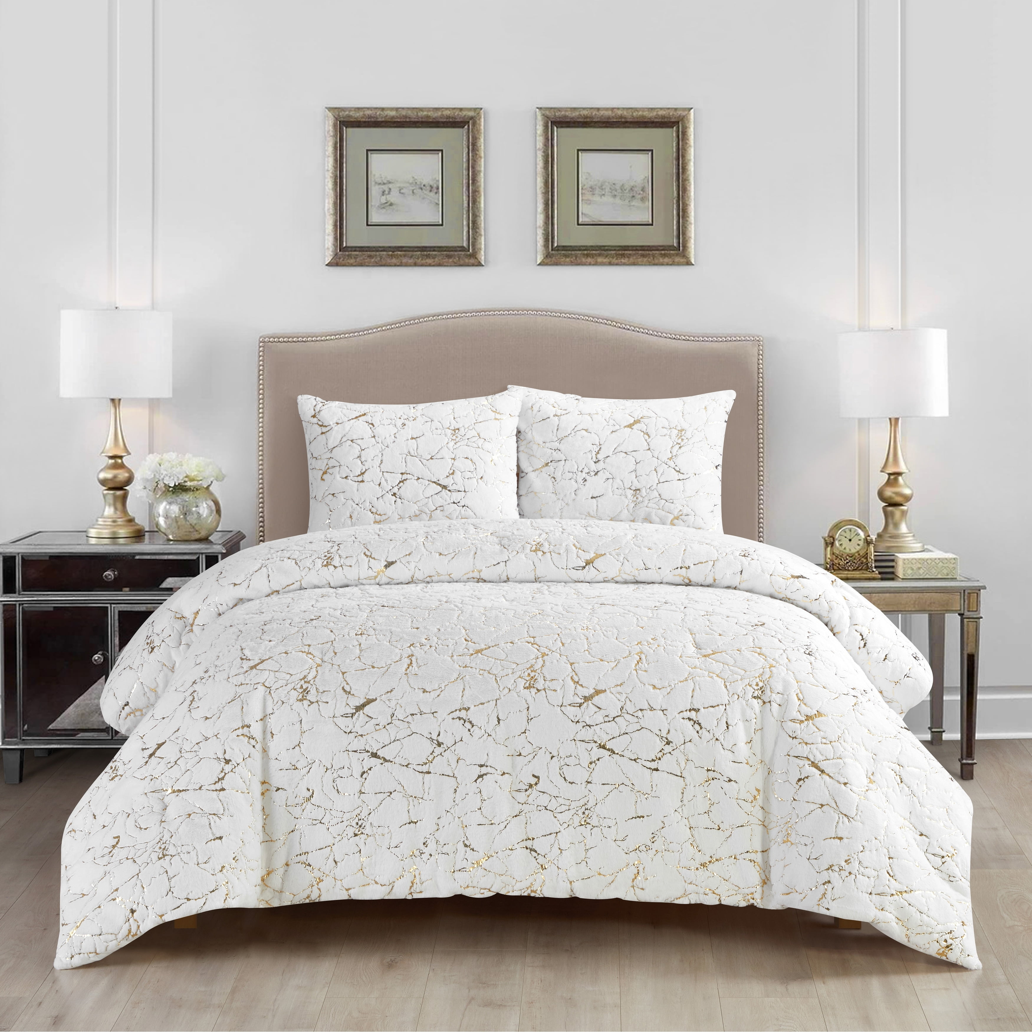 Nanshing Garvey 3 Piece Marble Design Comforter Set Queen - Walmart.com