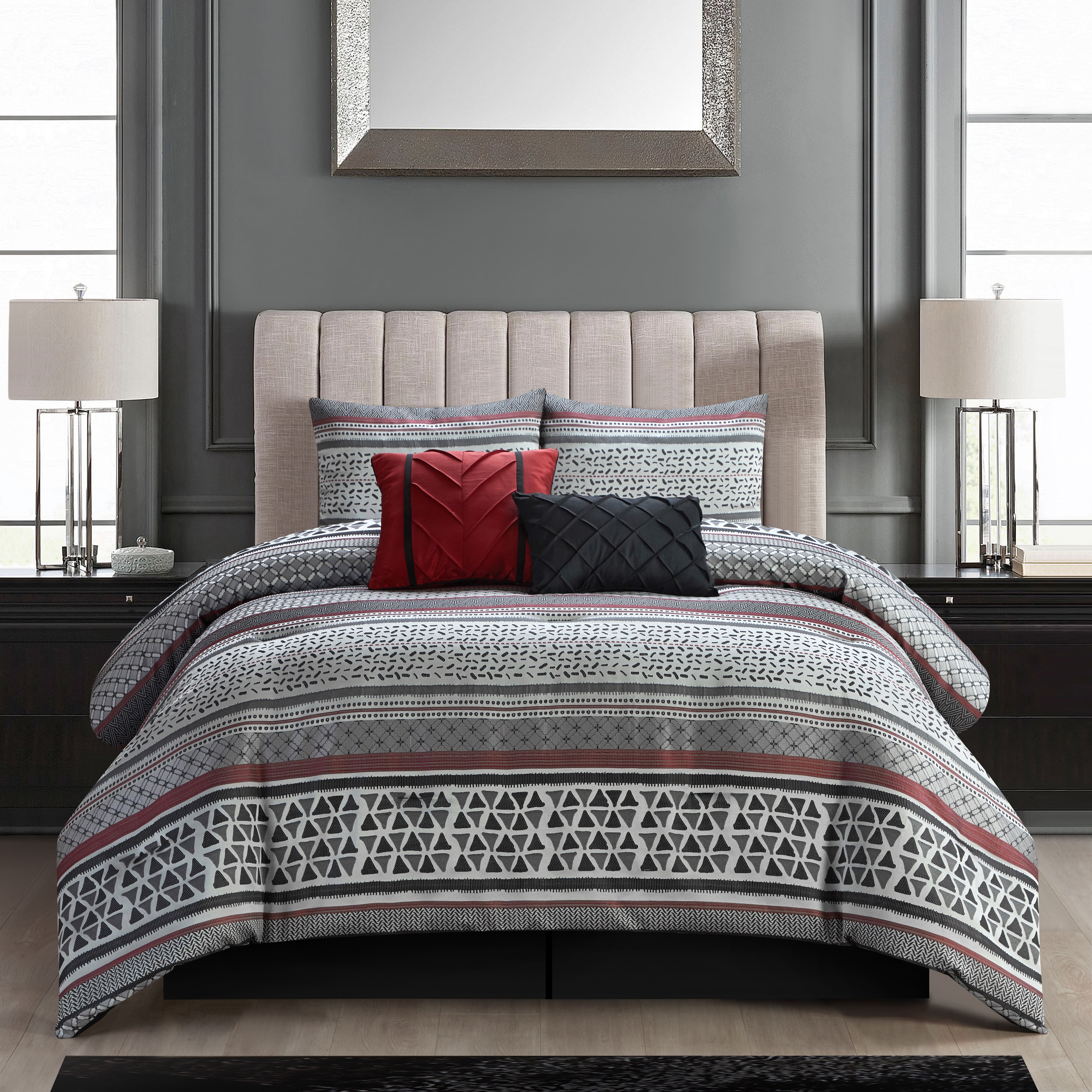 Nanshing Hasser 6 Piece Contemporary Comforter Set King - Walmart.com