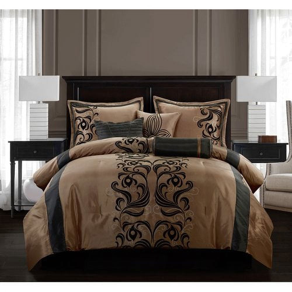 Nanshing Hylda 7-Piece Glam Comforter Set, Brown, Queen - Walmart.com