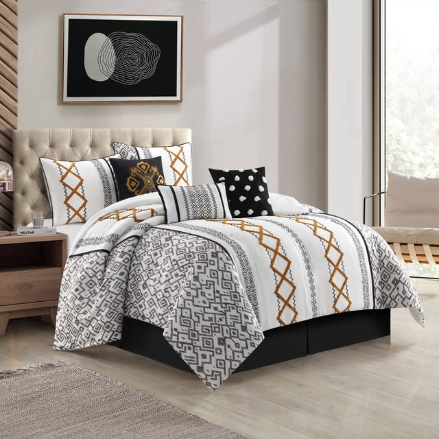 Free Shipping! Nanshing Jamie 7 Piece Geometric Comforter Set, Black ...