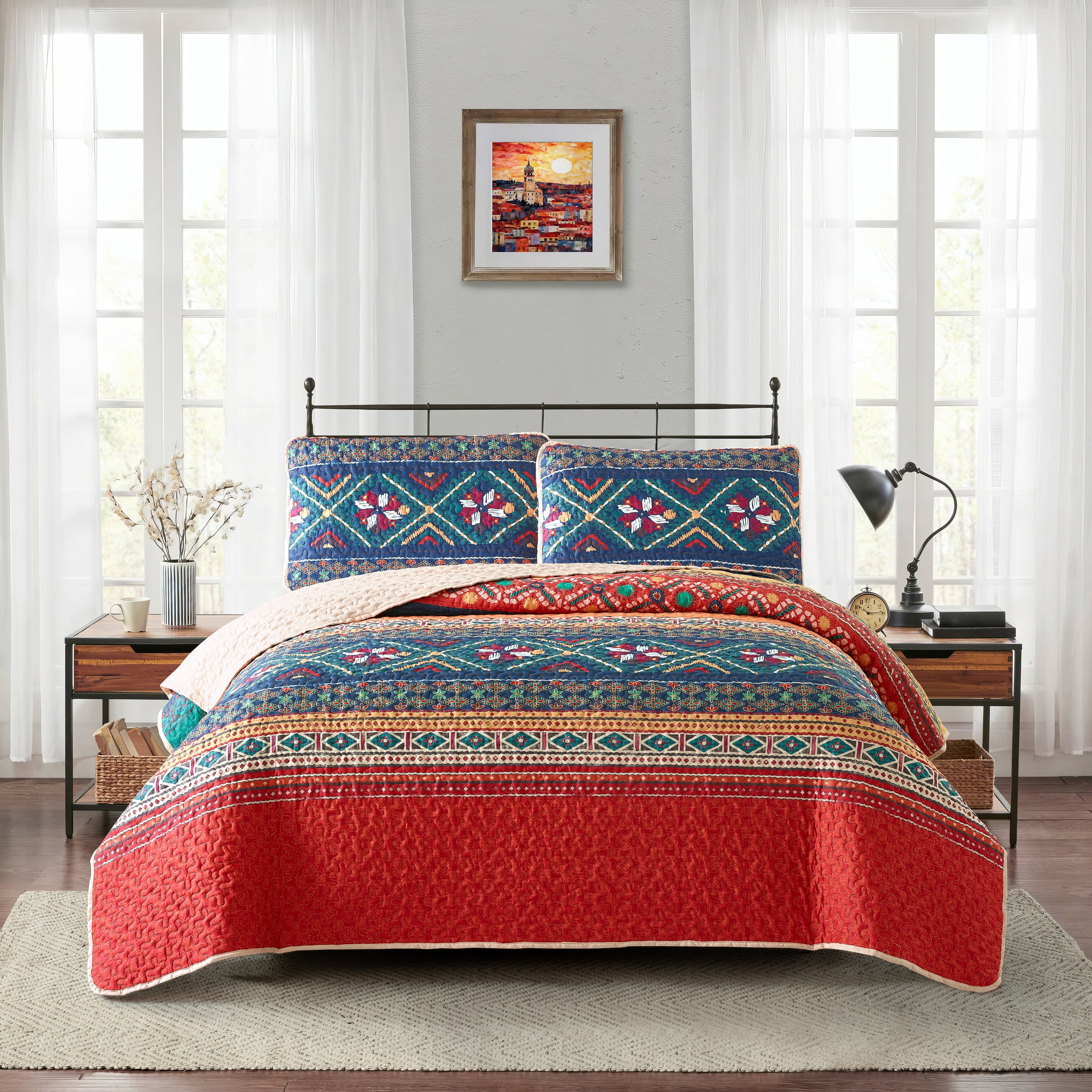 Nanshing Janine 3 Piece Bohemian Quilt Set King - Walmart.com