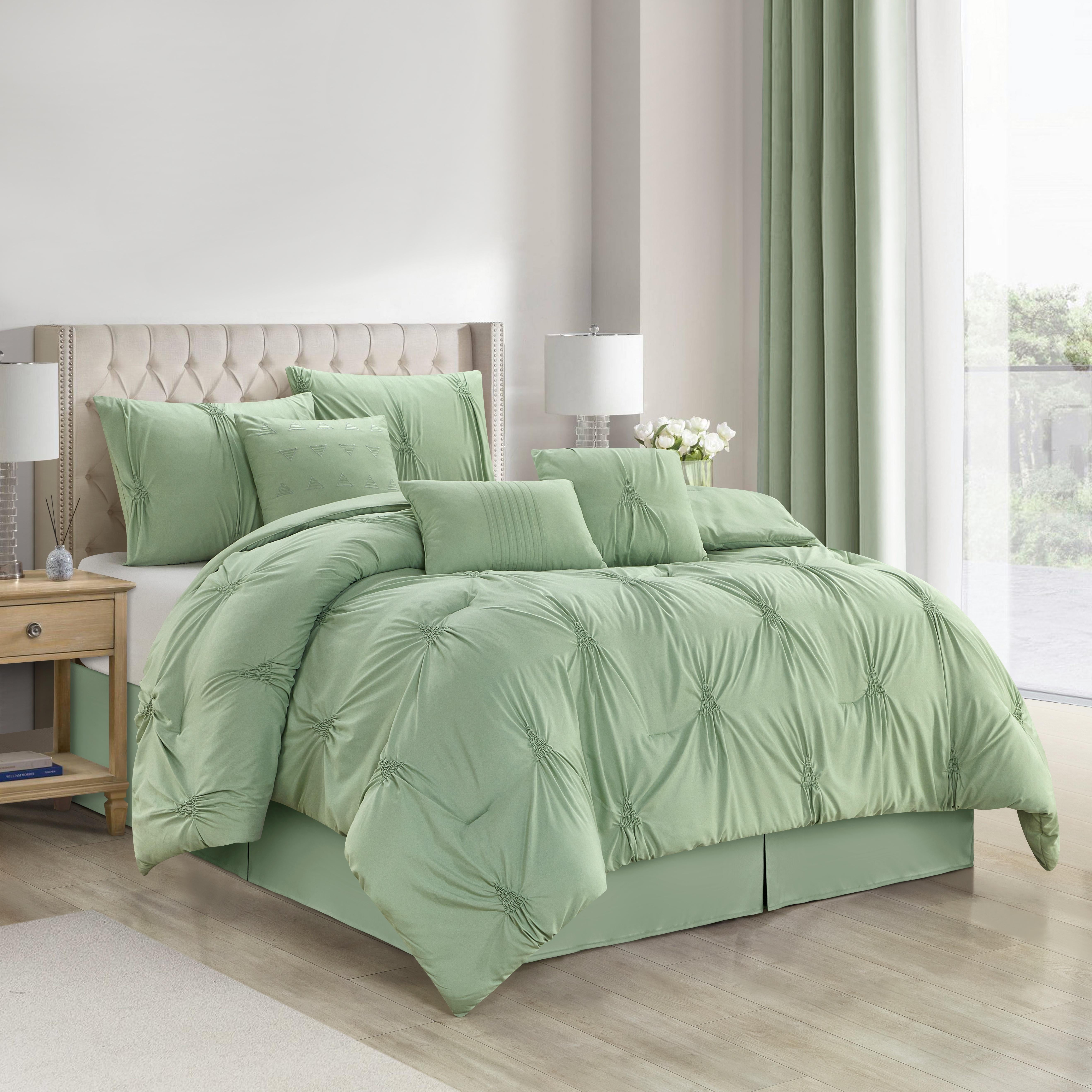 Nanshing Jennae 7 Piece Shabby Chic Pintuck Comforter Set, Matcha ...