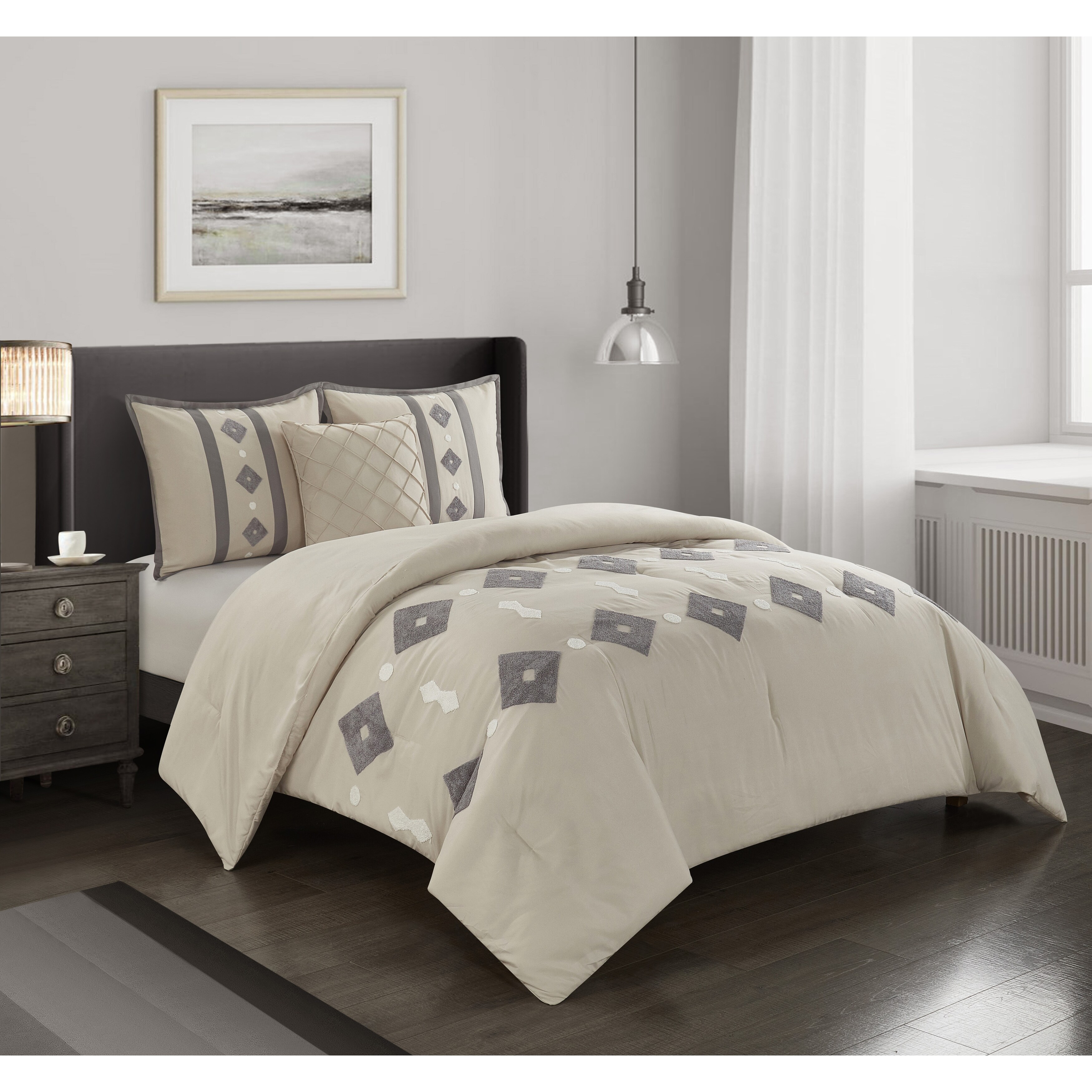 Nanshing Joshua 4-Piece Geometric Comforter Set 4-Piece King 4 Piece ...