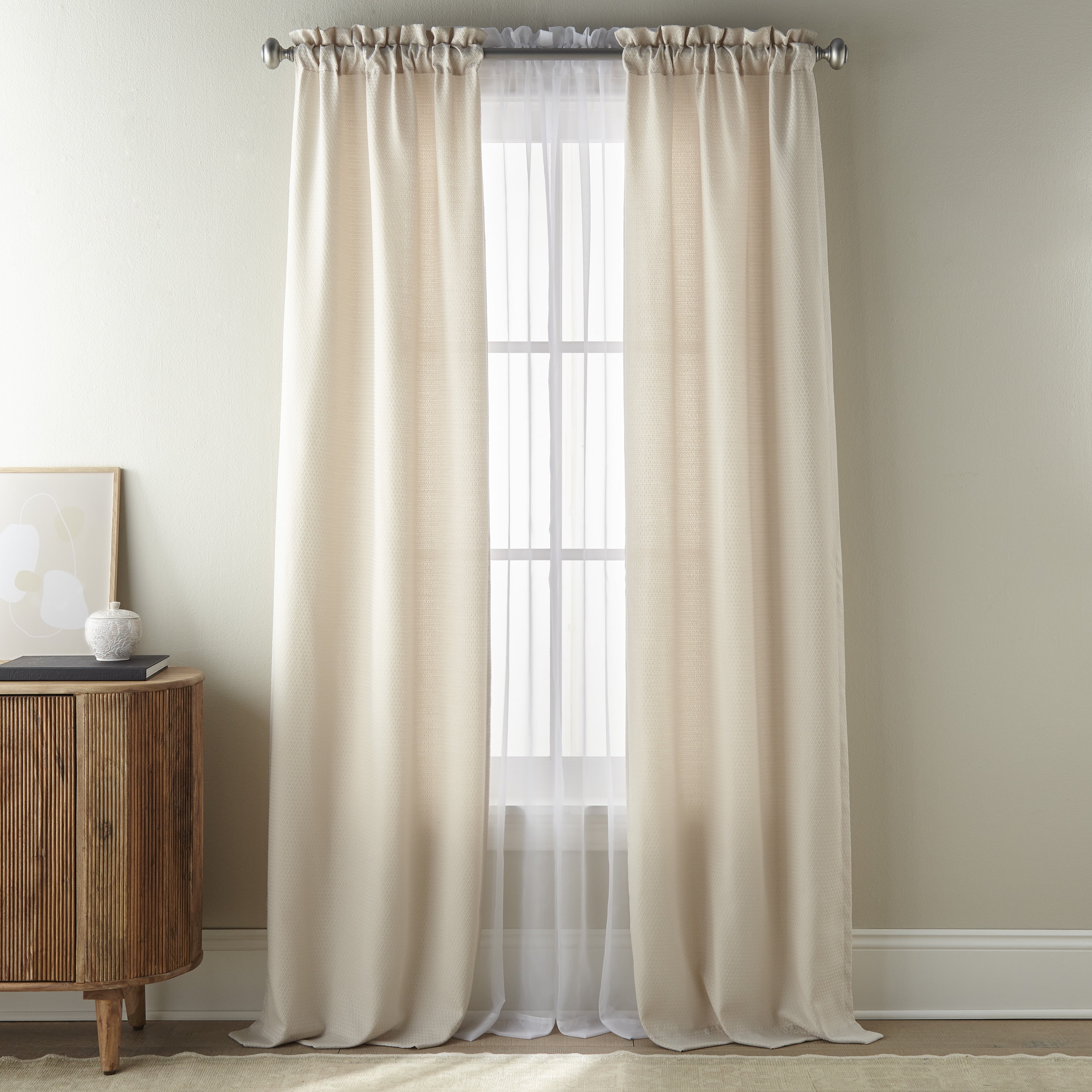 Nanshing Juliette Light Filtering Rod Pocket Curtain Panel Set, Beige ...