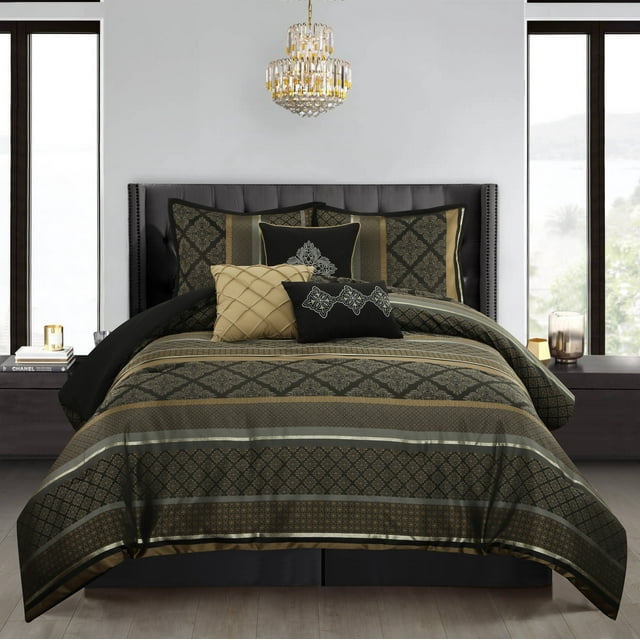 Nanshing Markus Queen Size 7-Piece Bedding Set, Traditional Damask ...