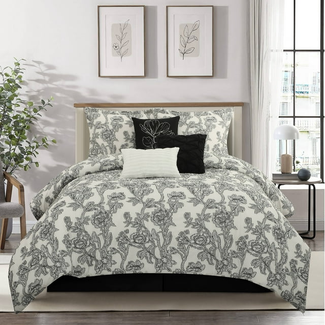Nanshing Maya 7 Piece Floral Comforter Set, Queen, Blue - Walmart.com