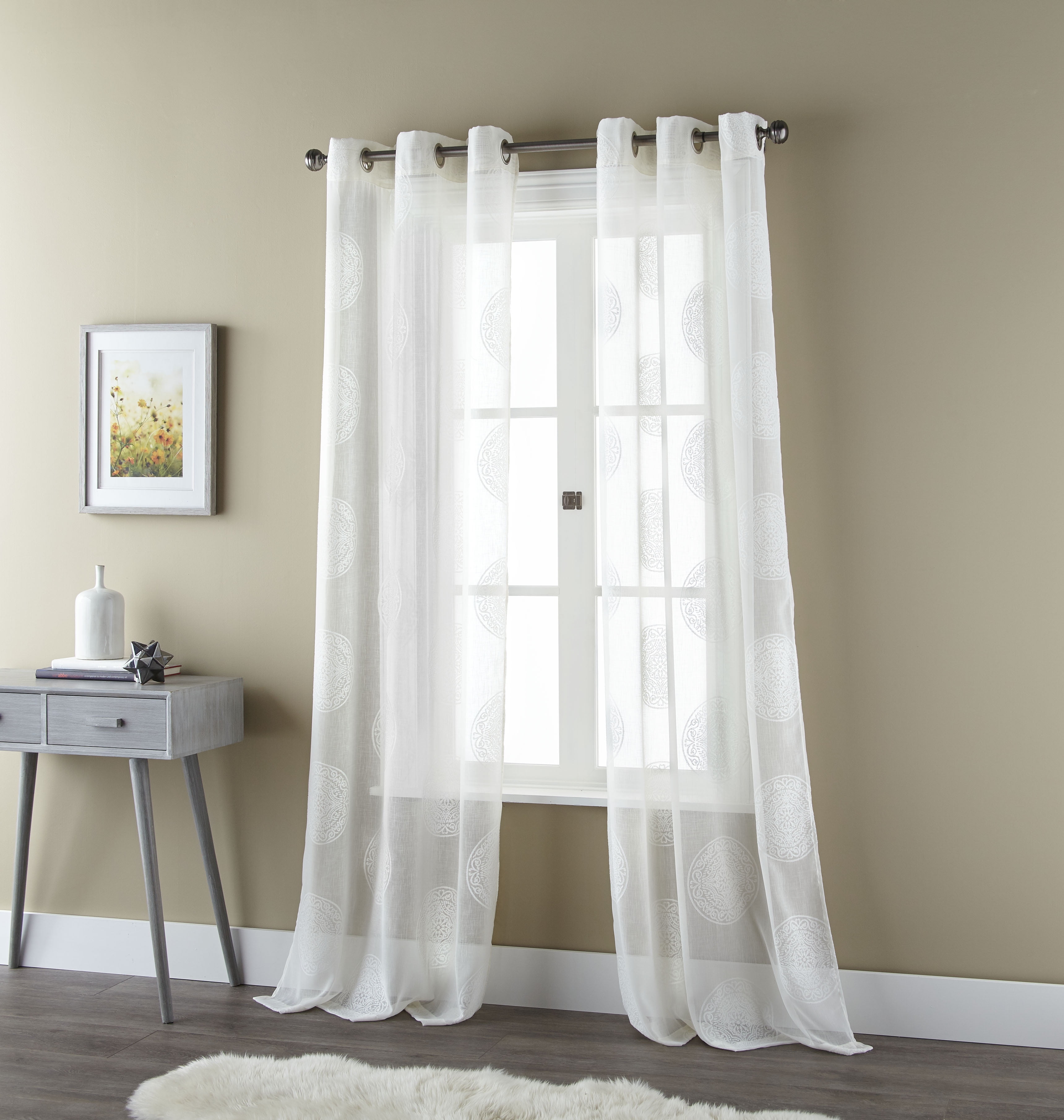 Nanshing Mya Window Sheer Curtain Panels Set of Two with Grommet Top ...