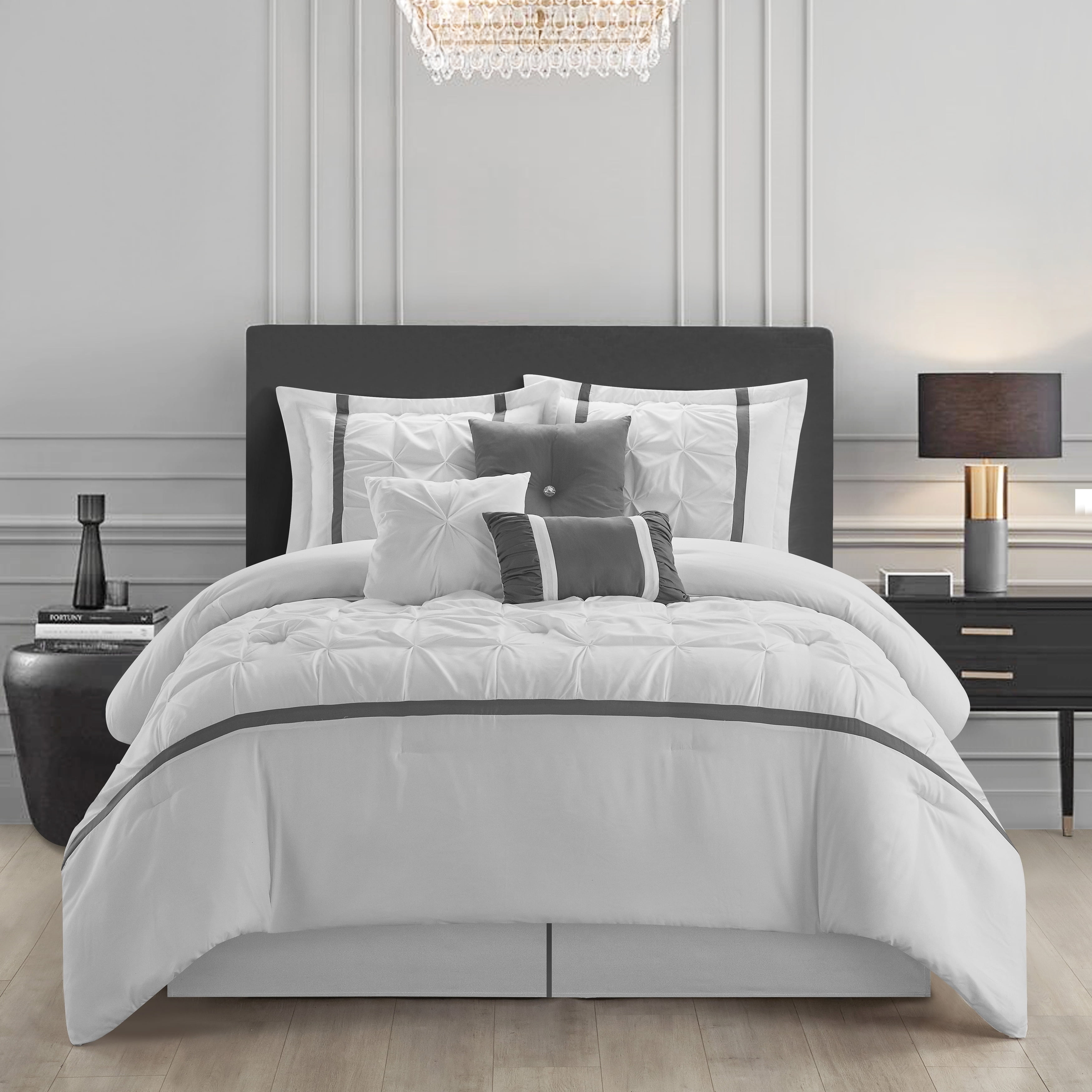 Nanshing Regala 7 Piece Minimalist Pinch Pleat Comforter Set California ...