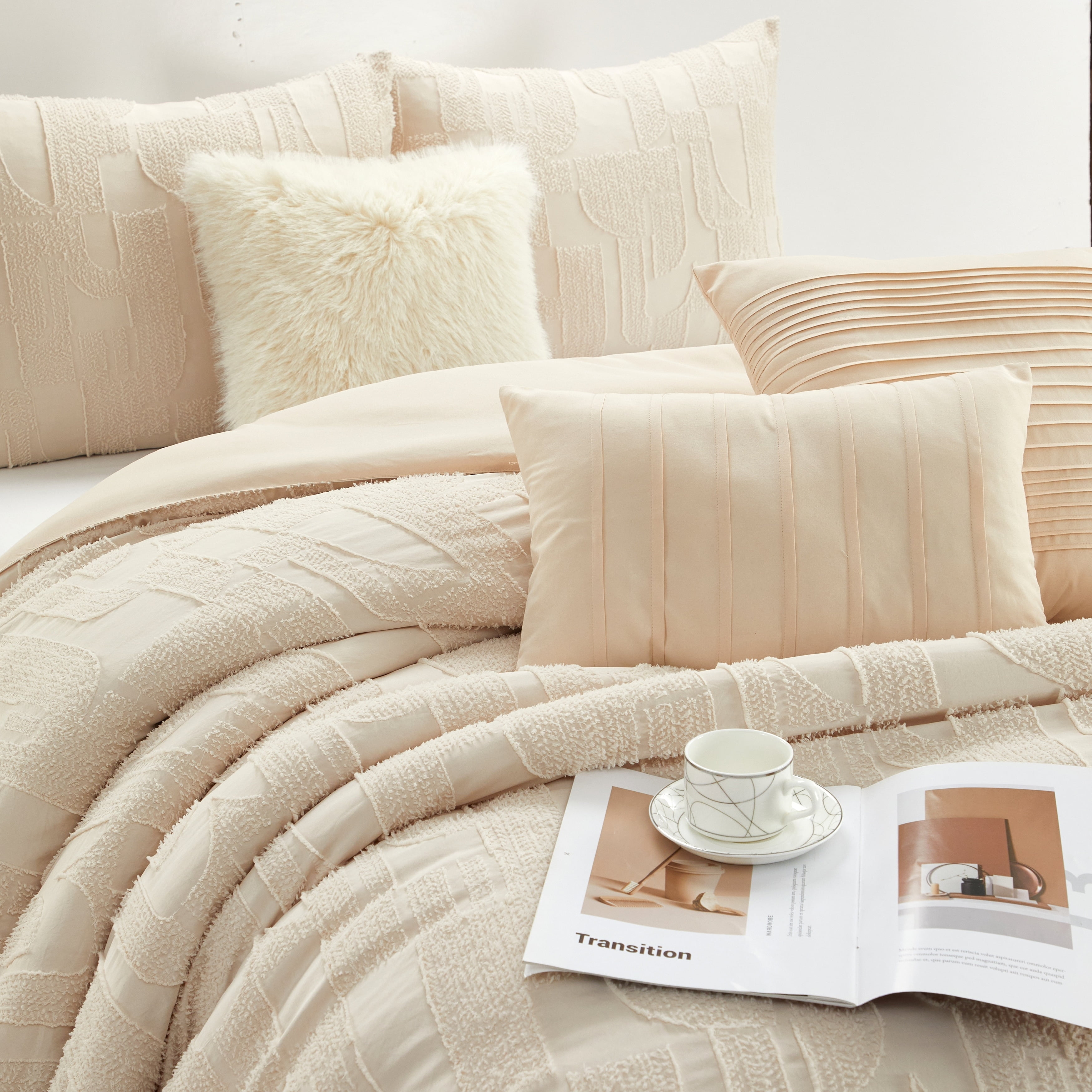 Nanshing Tate 7 Piece Textured Modern Comforter Set King - Walmart.com