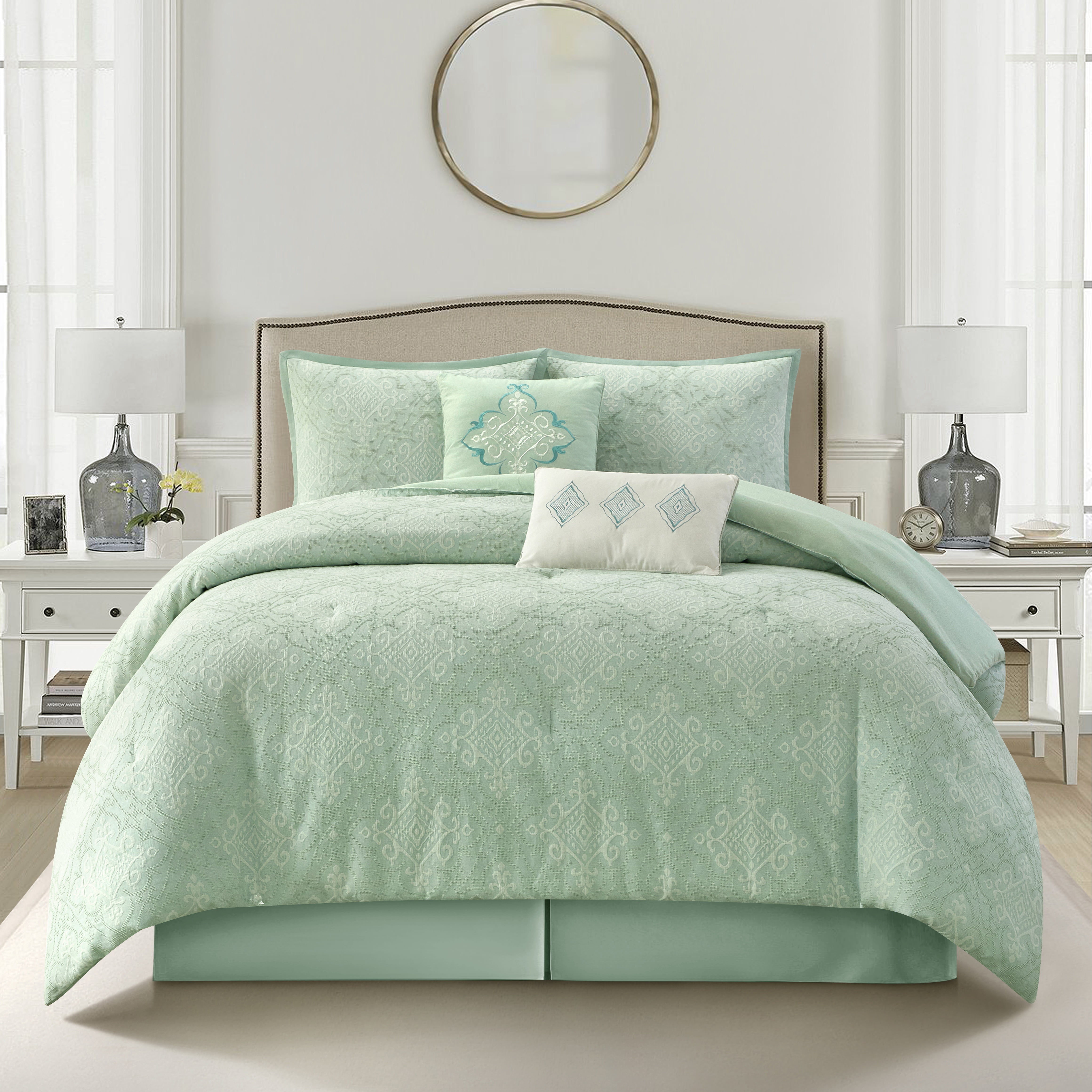 Nanshing Zanna 6 Piece Comforter Set, Sage, California King - Walmart.com