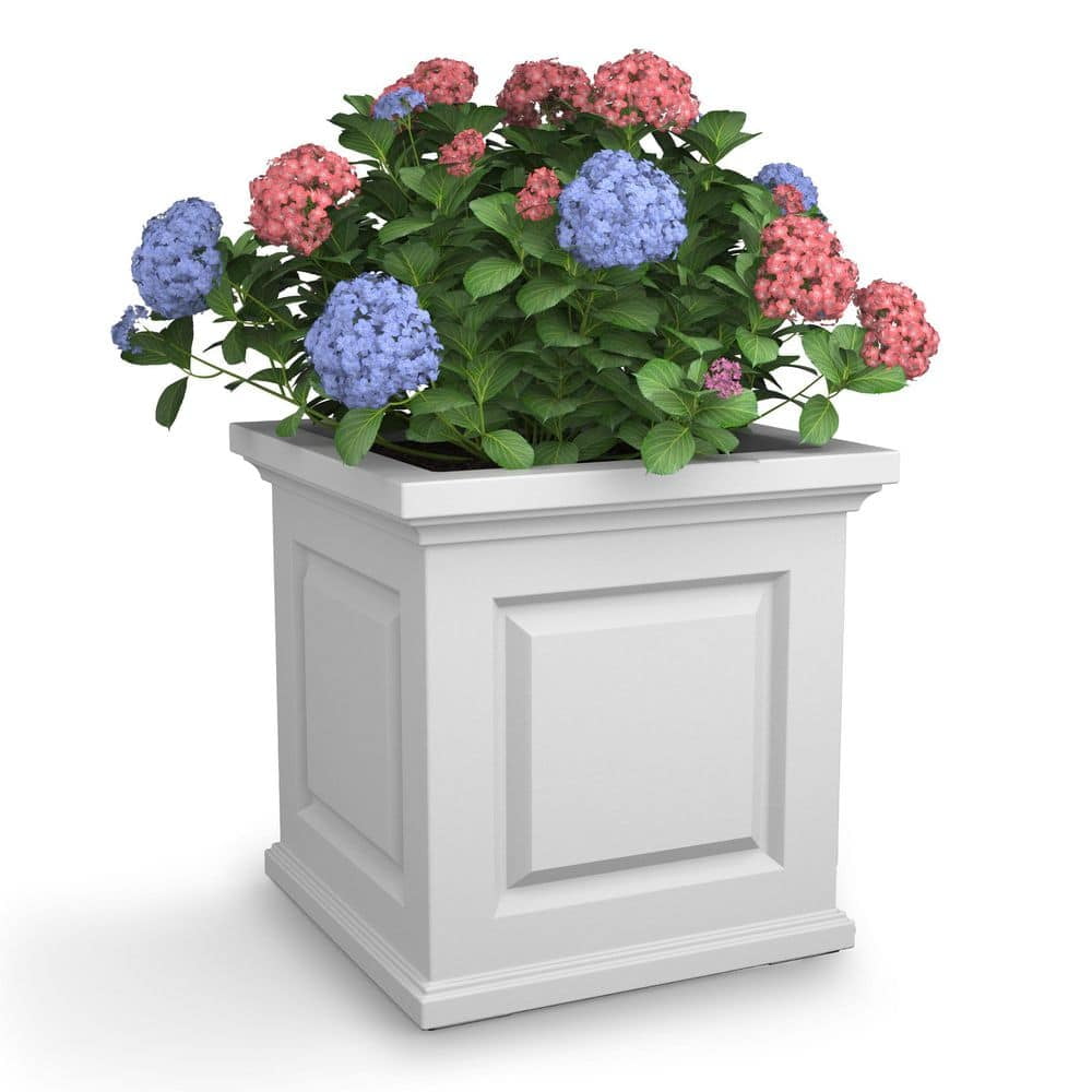 Nantucket 20 in. Square Self-Watering White Polyethylene Planter ...