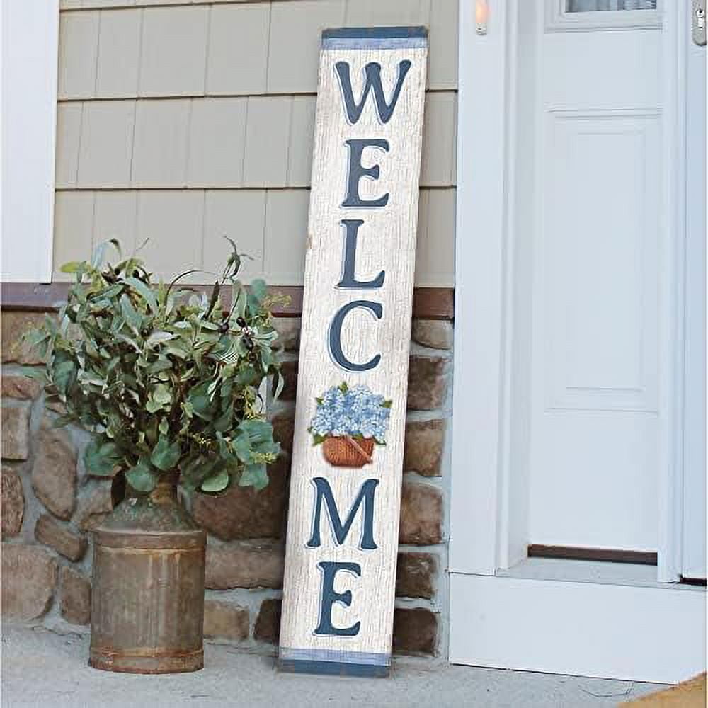 Nantucket Basket/Hydrangea Welcome Sign And Porch Leaner For Front Door ...