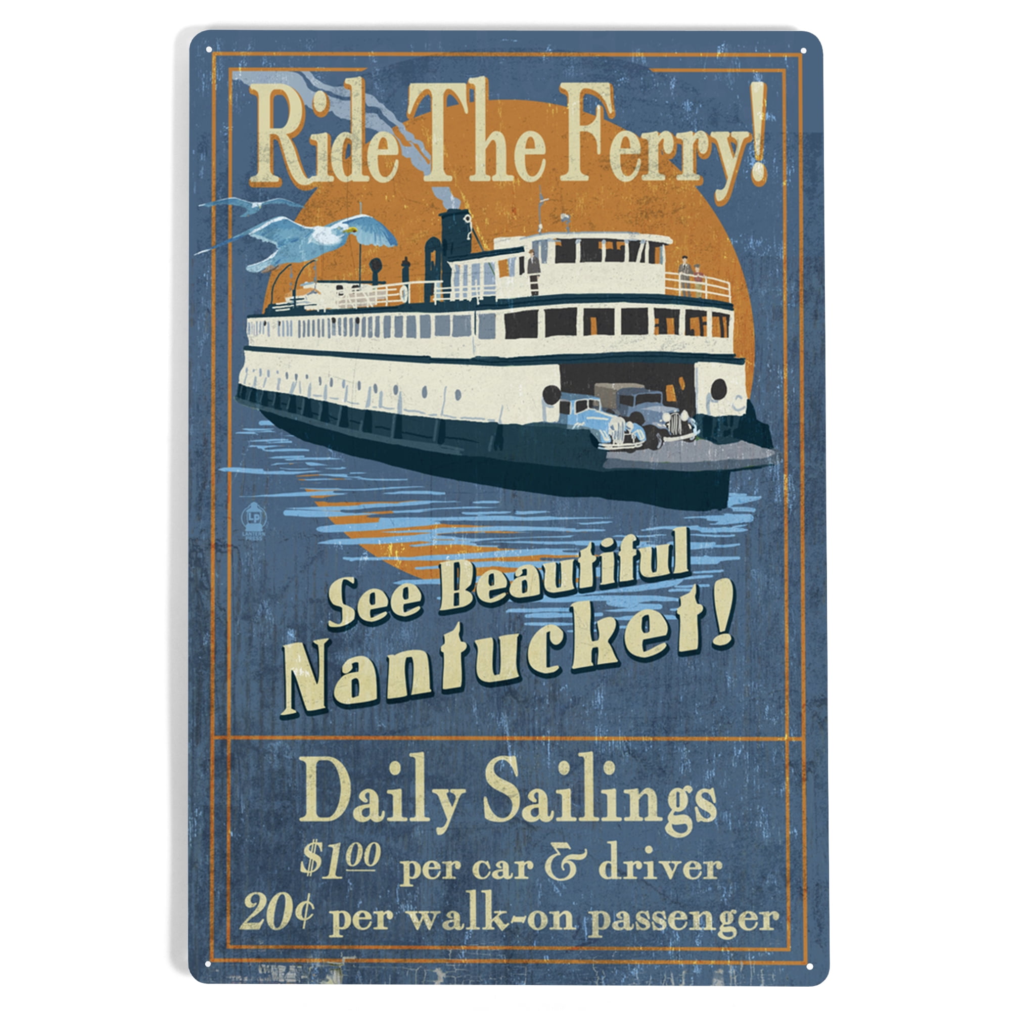 Nantucket, Massachusetts, Ferry Ride Vintage Sign (12x18 Aluminum Art ...