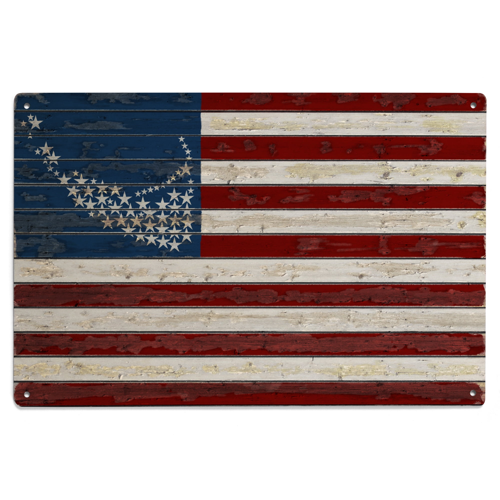 Nantucket, Massachusetts, Rustic American Flag Birch Wood Wall Sign ...