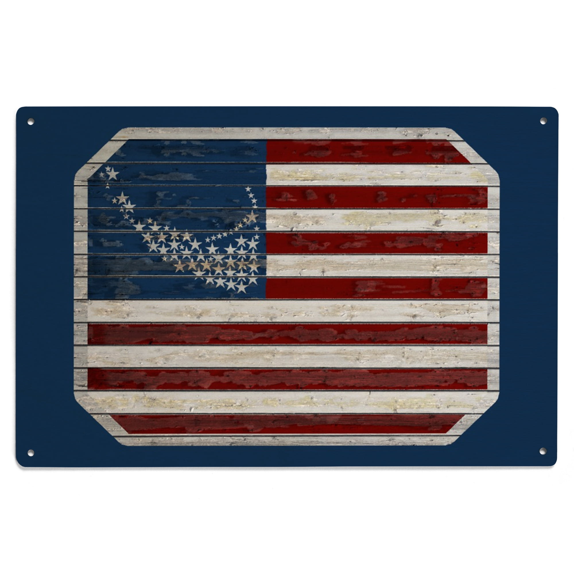 Nantucket, Massachusetts, Rustic American Flag, Contour Birch Wood Wall ...