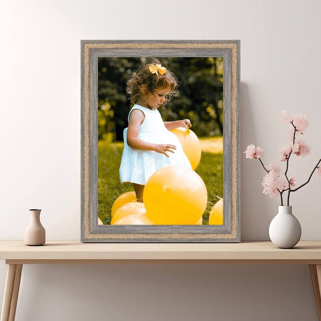 Nantucket Nautical Rustic Gray Picture Frames With Rope - Walmart.com