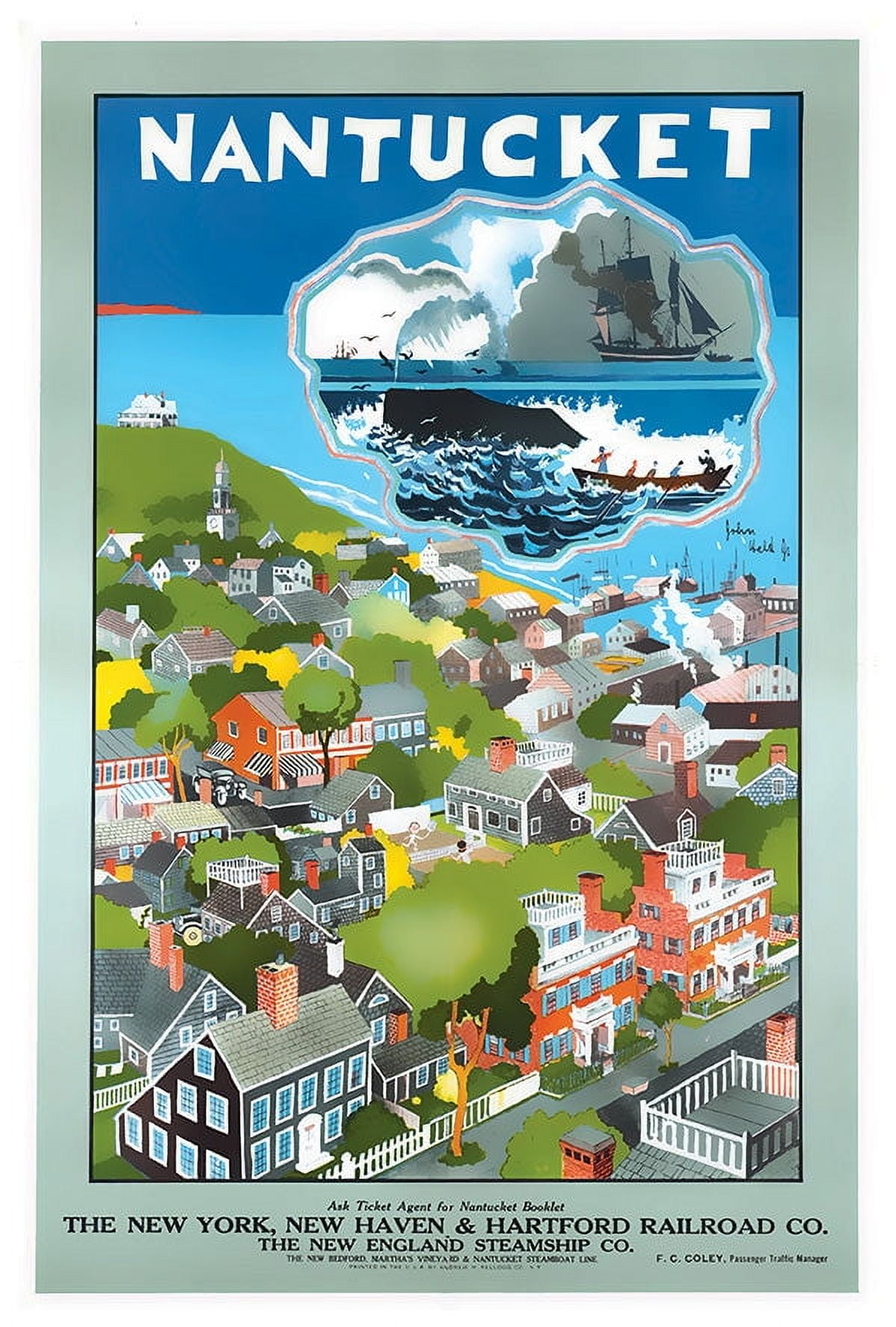 Nantucket - New York Railroad- Vintage Travel Poster (24x36Inches ...