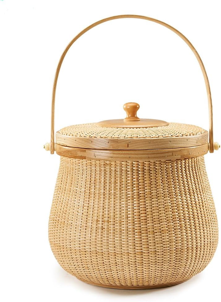 Nantucket Pot Belly Baskets, Fine Cane Weaving Circular with Swing ...