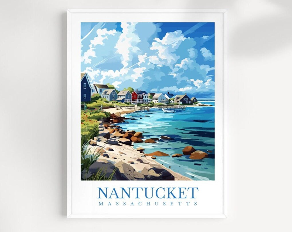 Nantucket Travel Print Wall Art Massachusetts Wall Hanging Home Décor ...