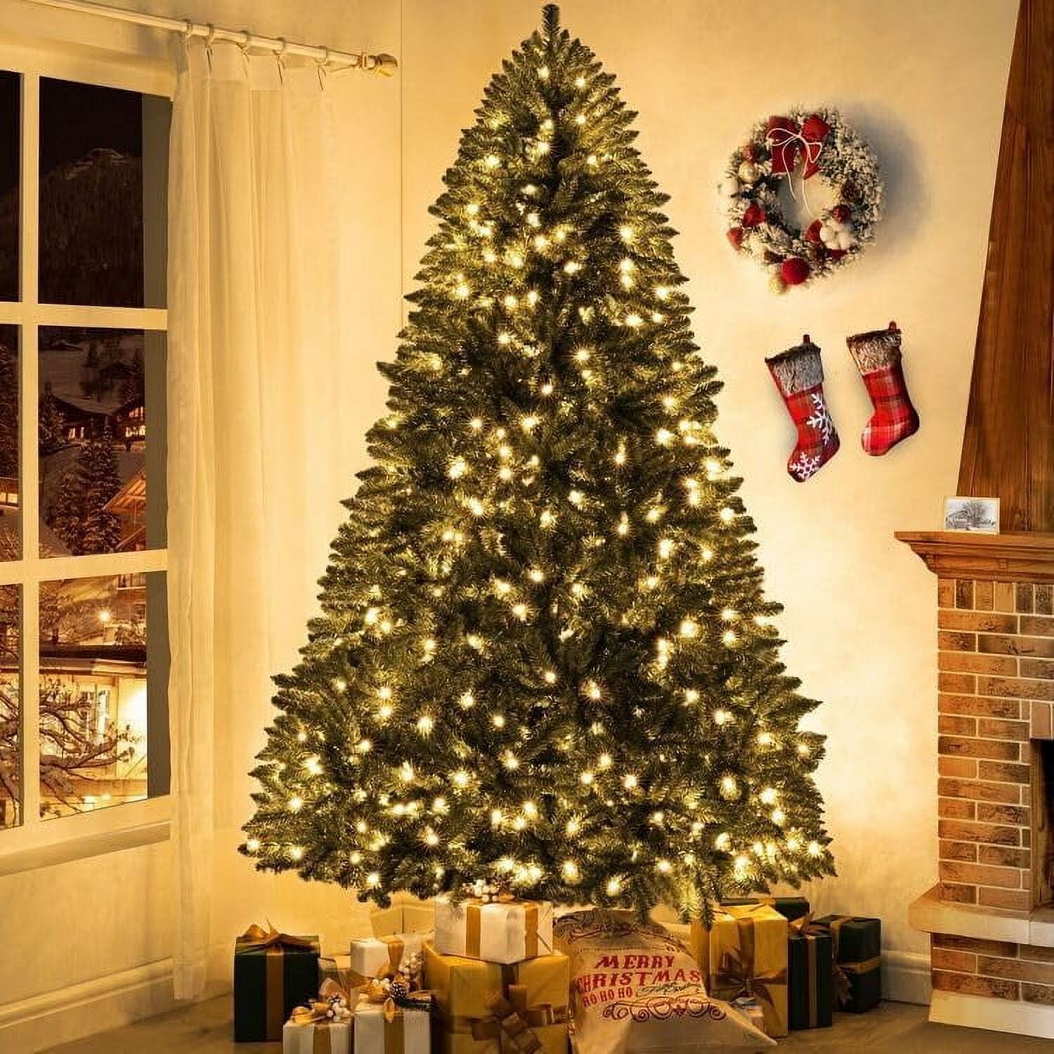 Naomi Home 7.5ft Prelit Realistic Spruce Christmas Tree with 550 Warm ...