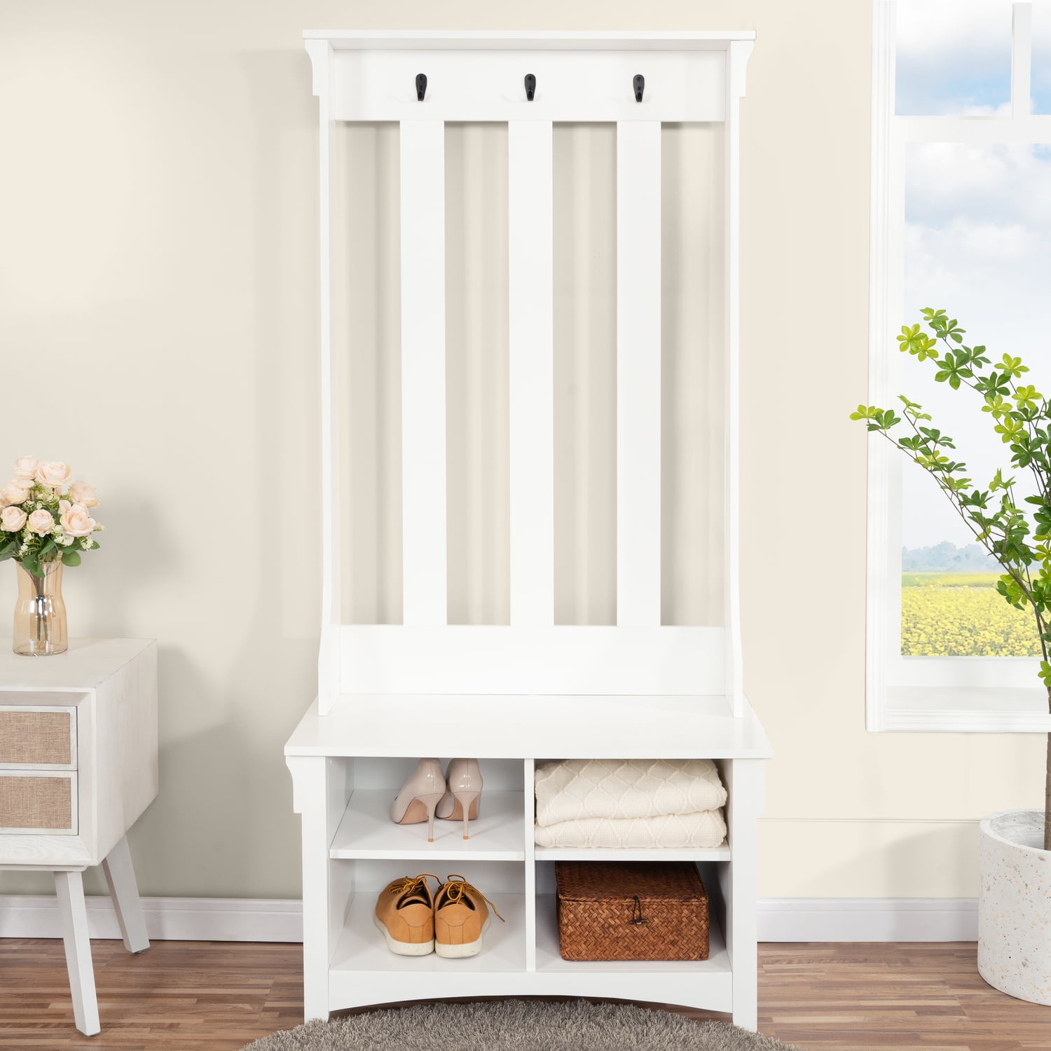 Naomi Home Andrea Farmhouse Hall Tree-Finish:White - Walmart.com