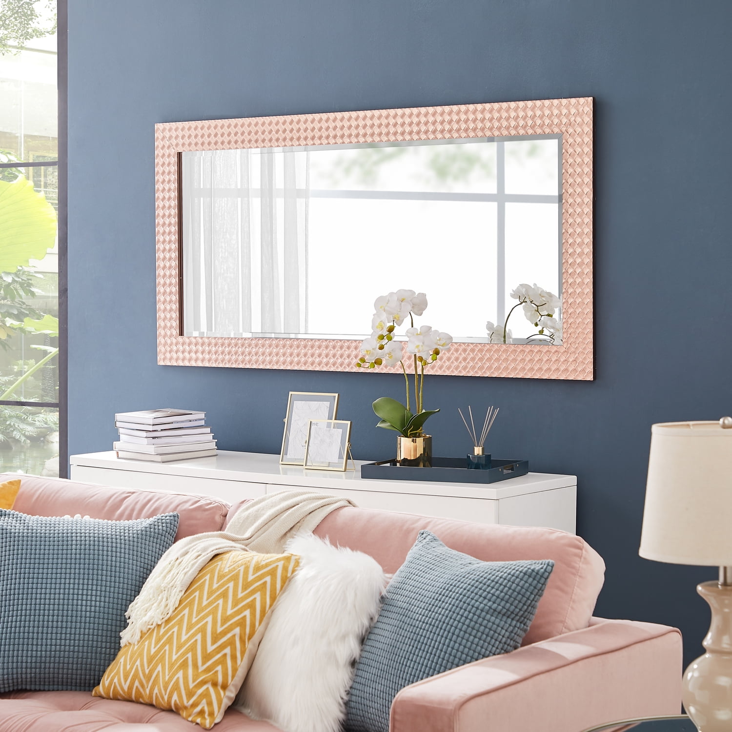 Naomi Home Brenda Glam Beaded Floor Mirror-Finish:Rose Gold - Walmart.com