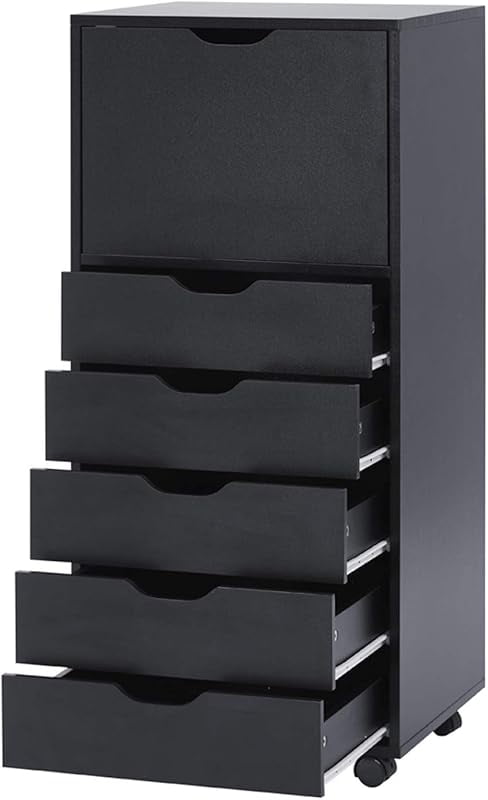 Naomi Home Carly 6-Drawer Office Storage File Cabinet on Wheels, Mobile ...