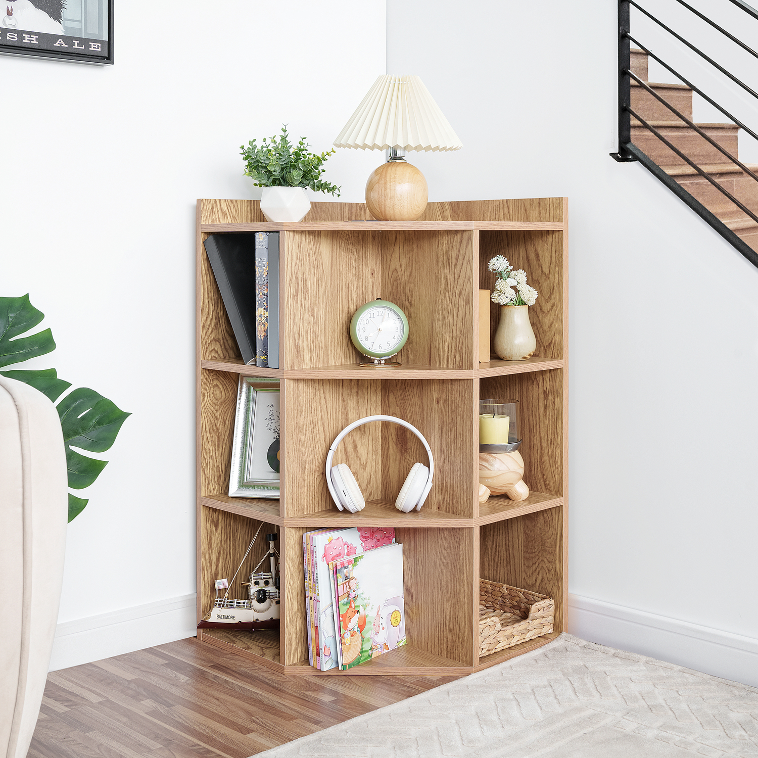 Naomi Home Dona Corner Cabinet with USB Ports and Outlets, Corner Cube ...