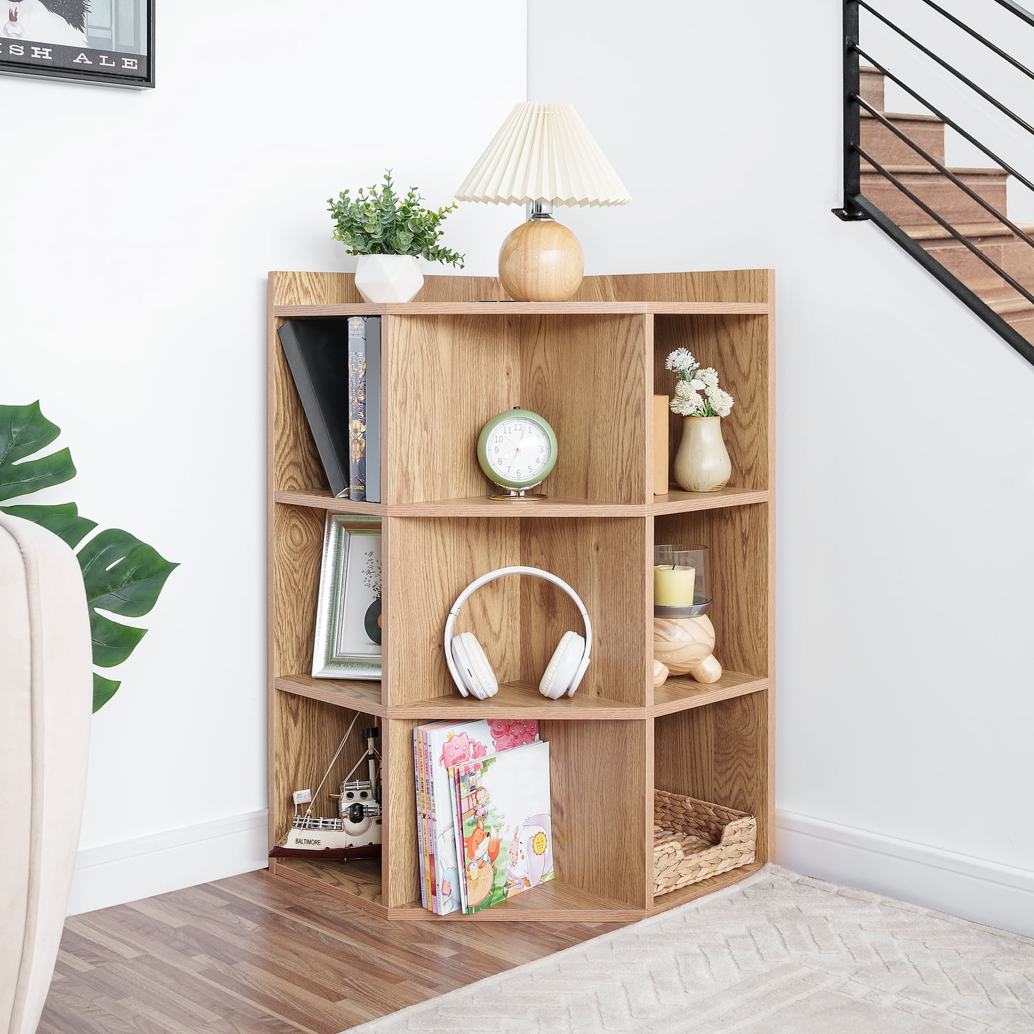 Dona Corner Cabinet Corner Shelf with USB Ports and Outlets Cubby ...