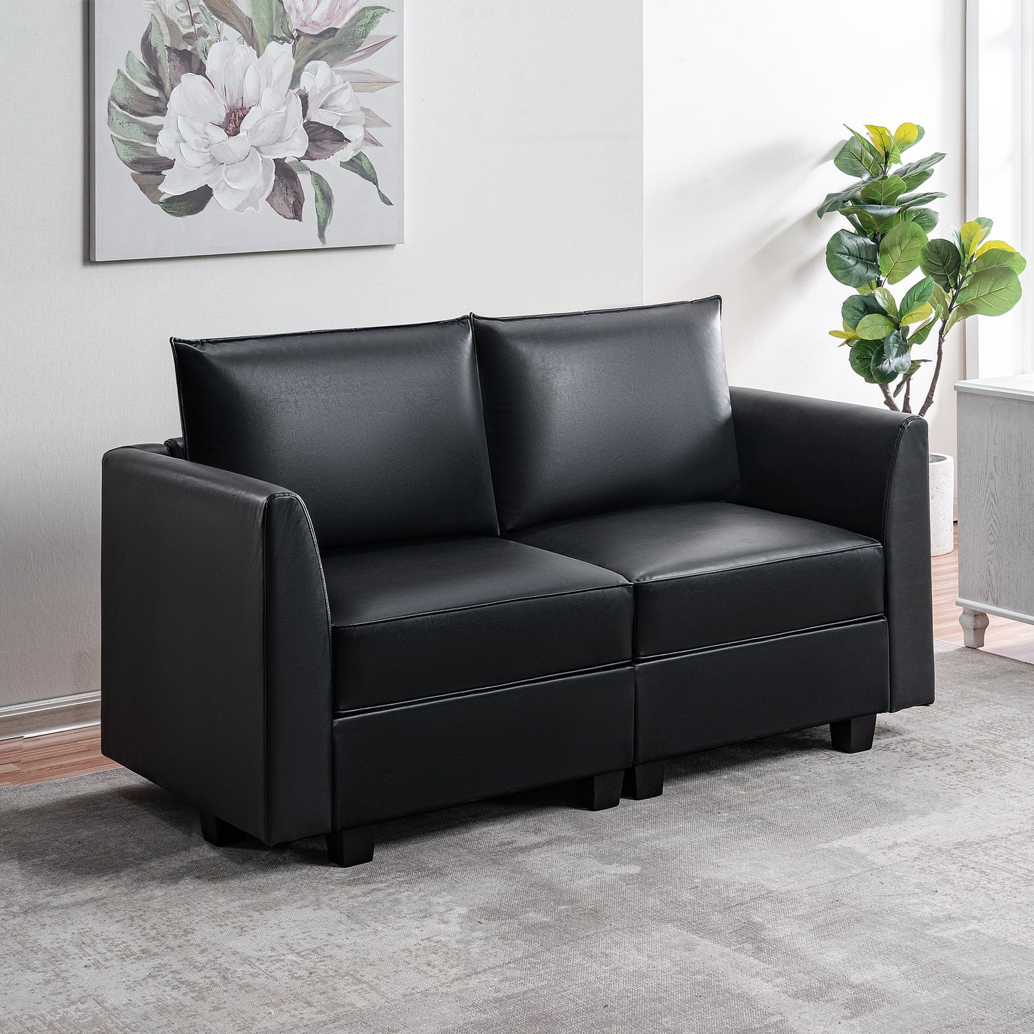 Naomi Home Elizabeth Modern Loveseat Sofa with Extendable Design & Soft ...