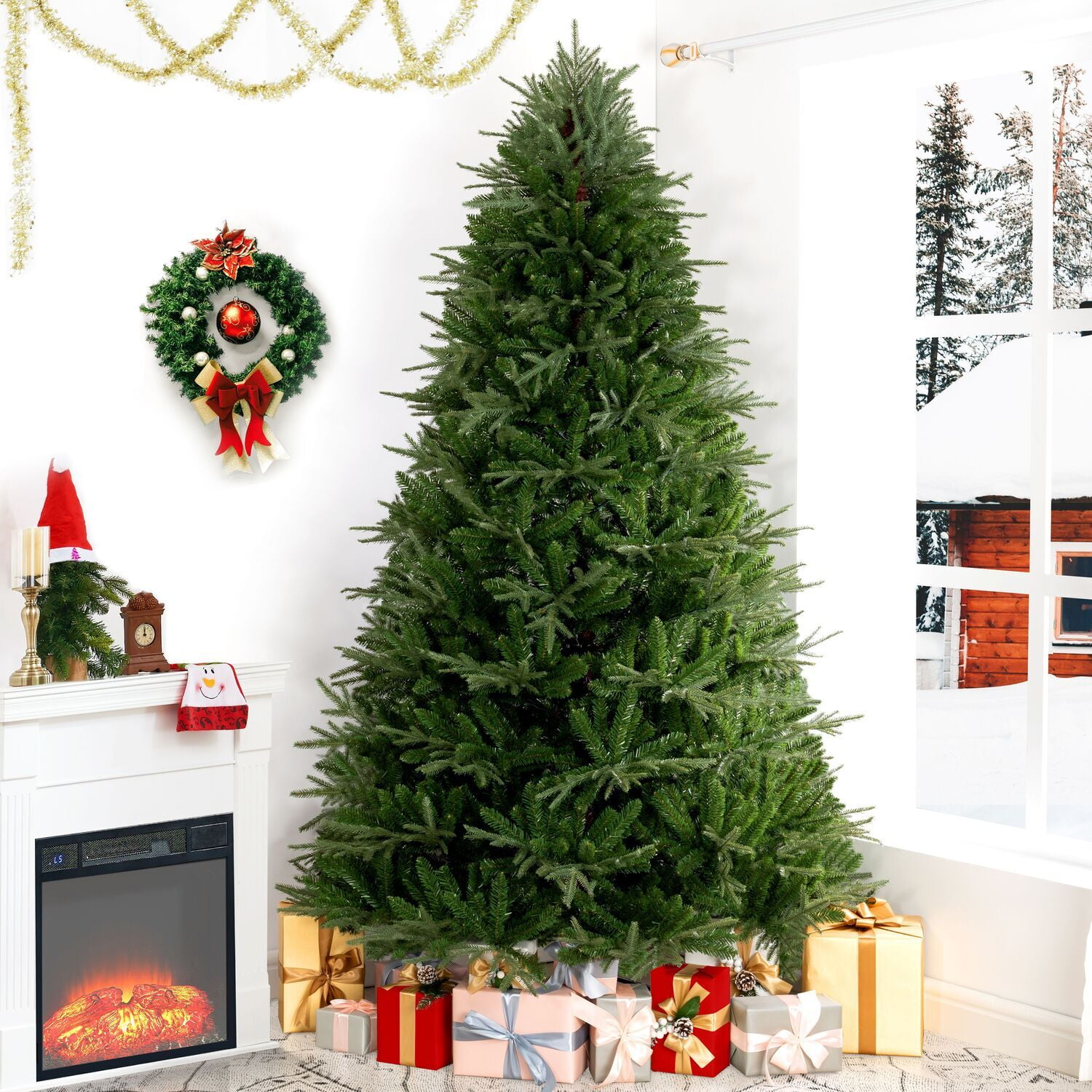 Naomi Home 7.5ft Prelit Artificial Christmas Tree with 600 Warm Lights ...
