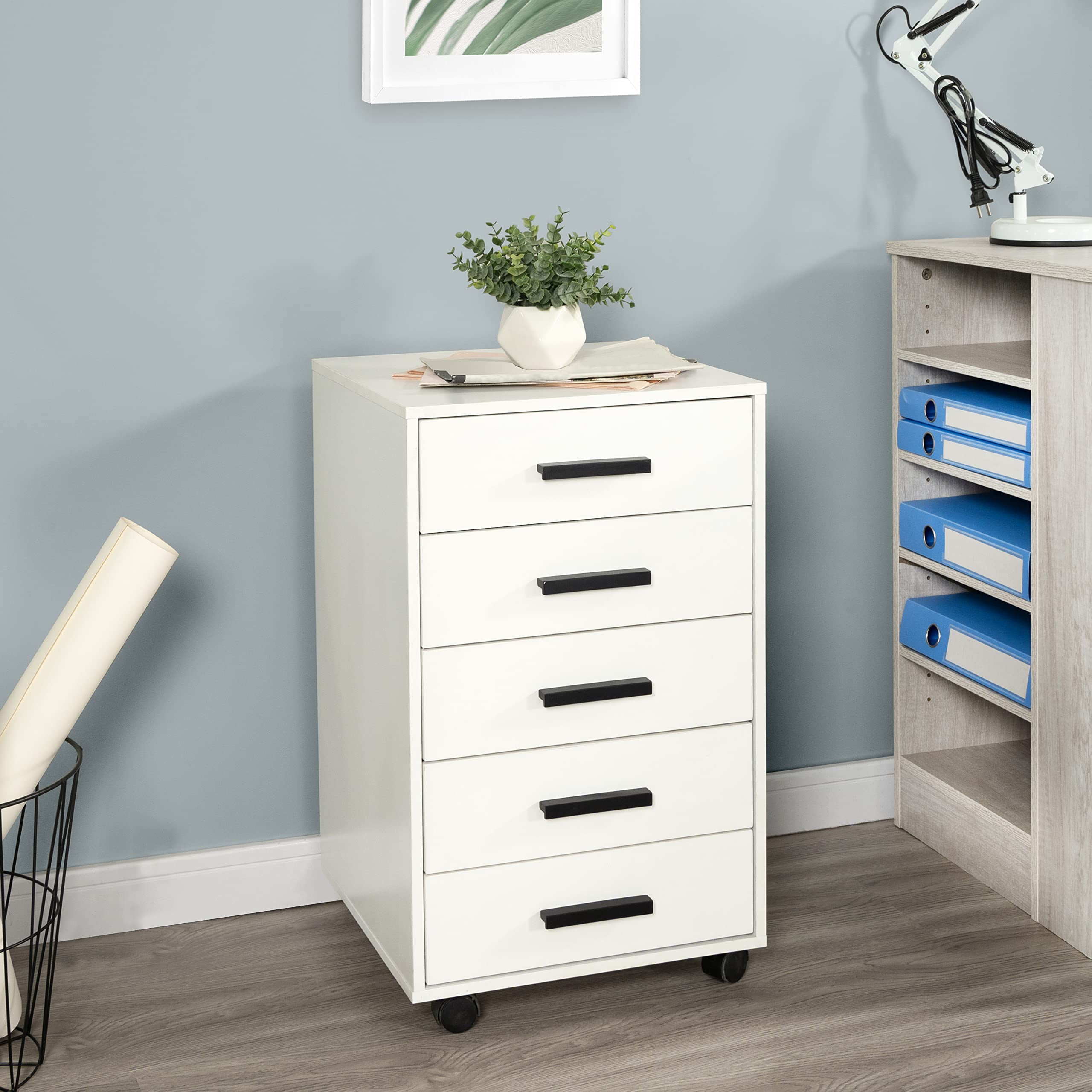Naomi Home Rolling Drawer Base Cabinet, Wood White - Walmart.com