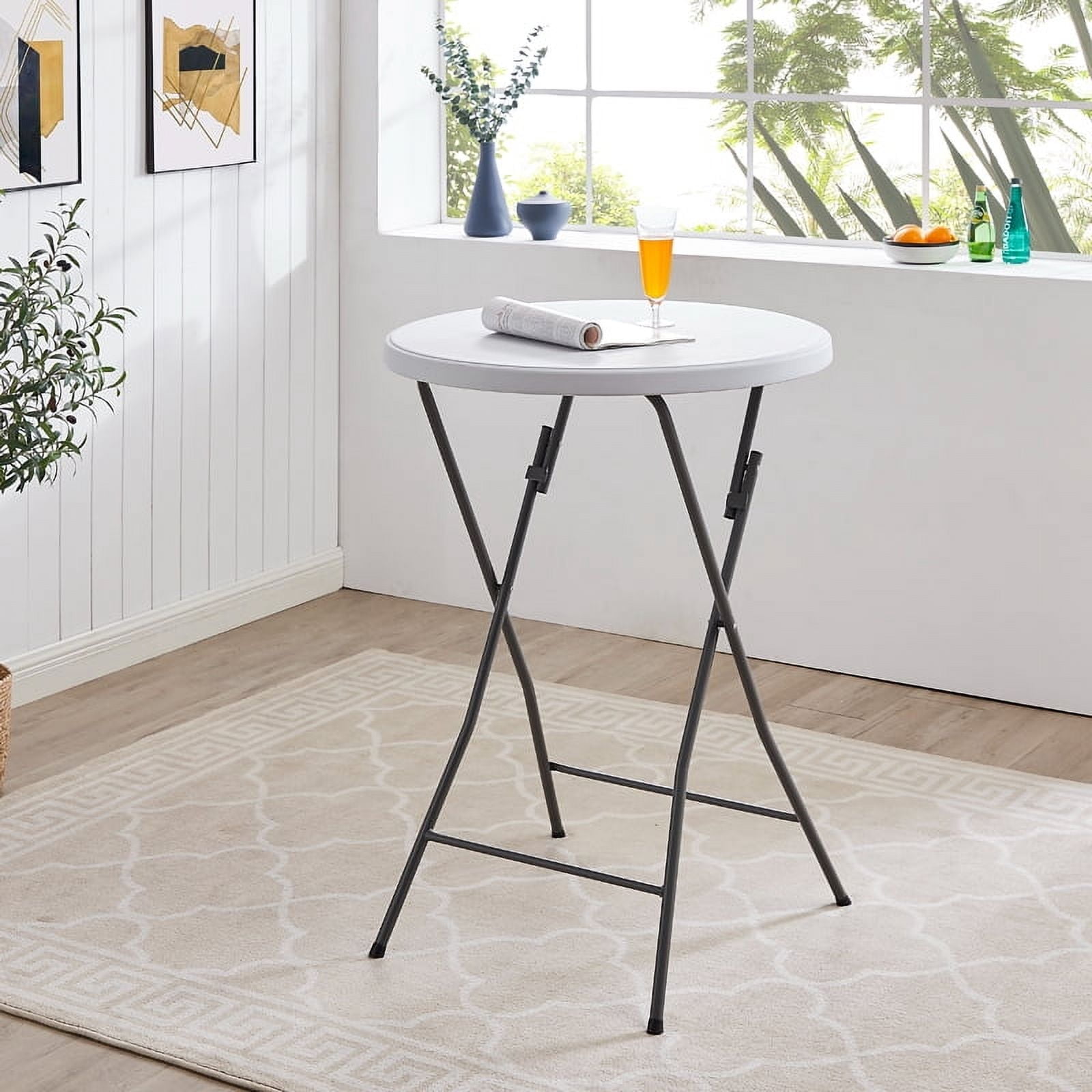 Naomi Home 32" Round High Top Folding Cocktail Table - Portable Bar ...