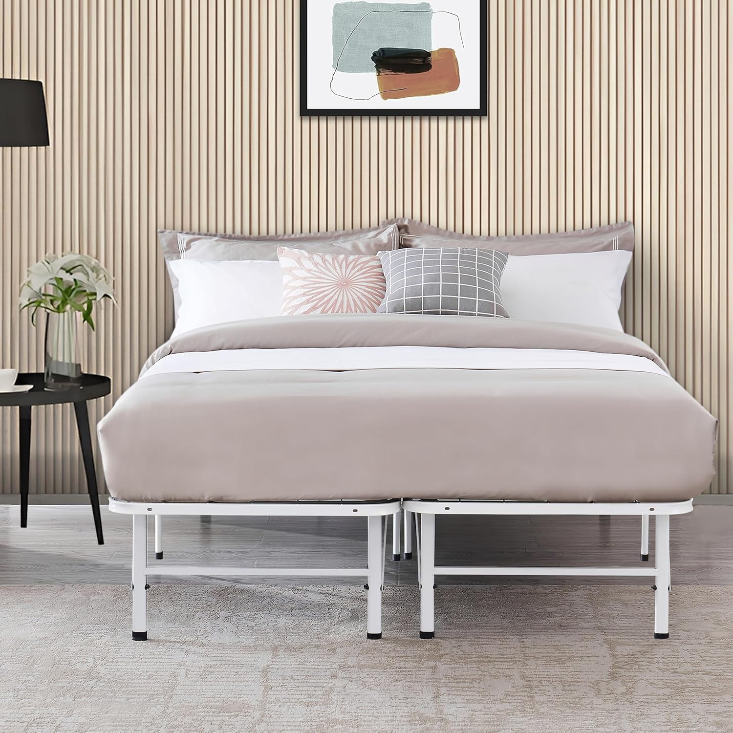 Naomi Home Tool Free Assembly 14" Twin Bed Frame Heavy Duty Foldable Bed Frame Folding Bed Frame ...