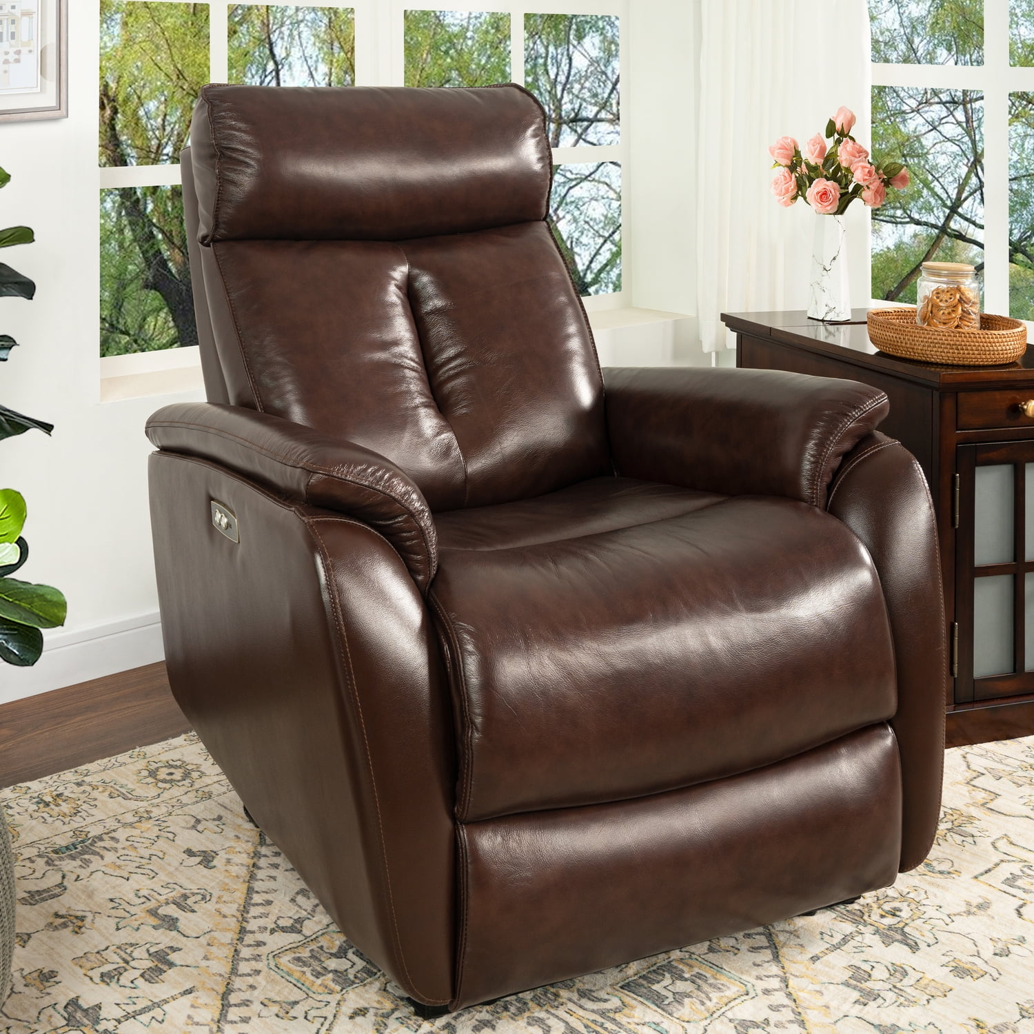 Naomi Home Vivian Contemporary Power Recliner Chair-Color:Espresso ...