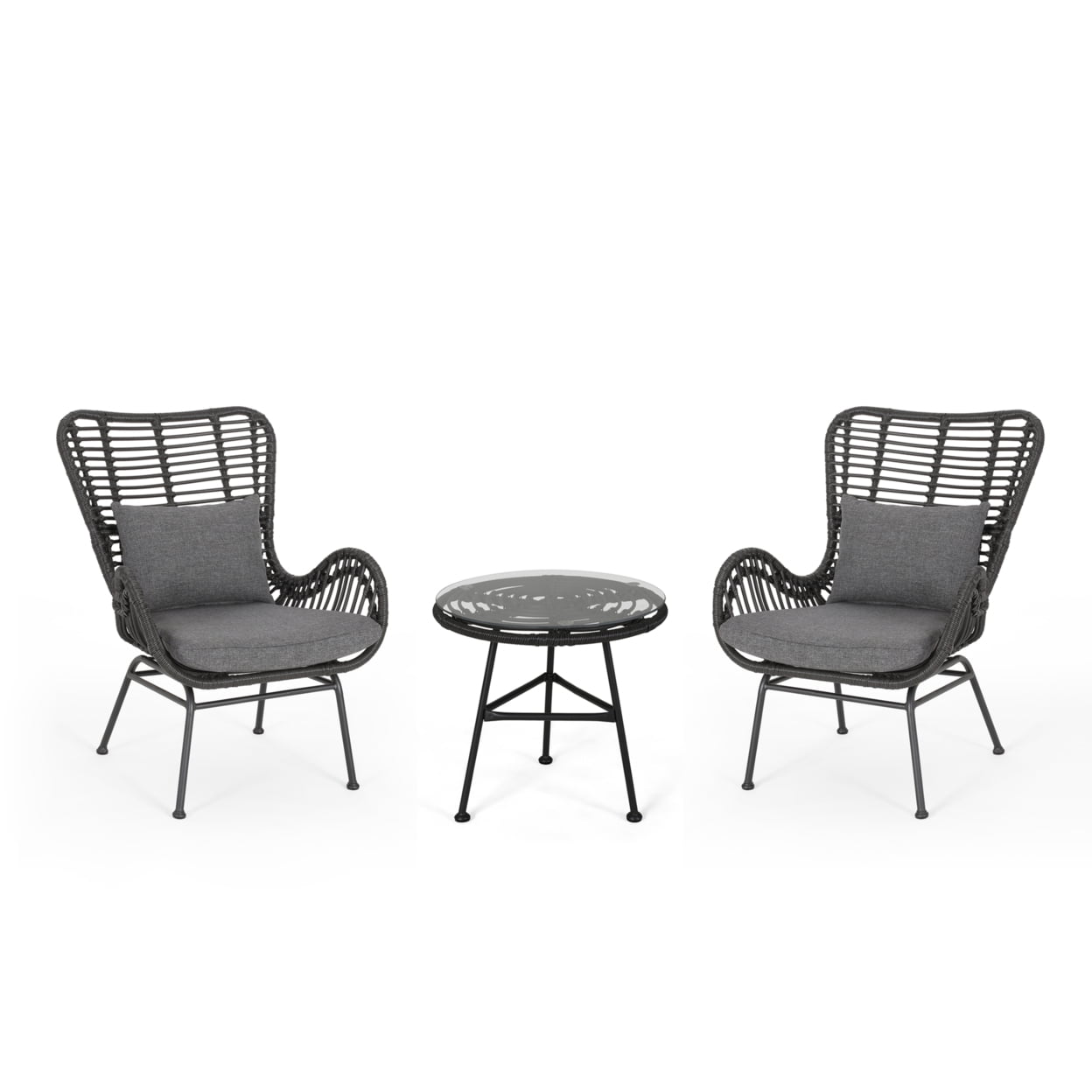 Naomi Outdoor 3 Piece Wicker Chat Set with Cushions - Walmart.com