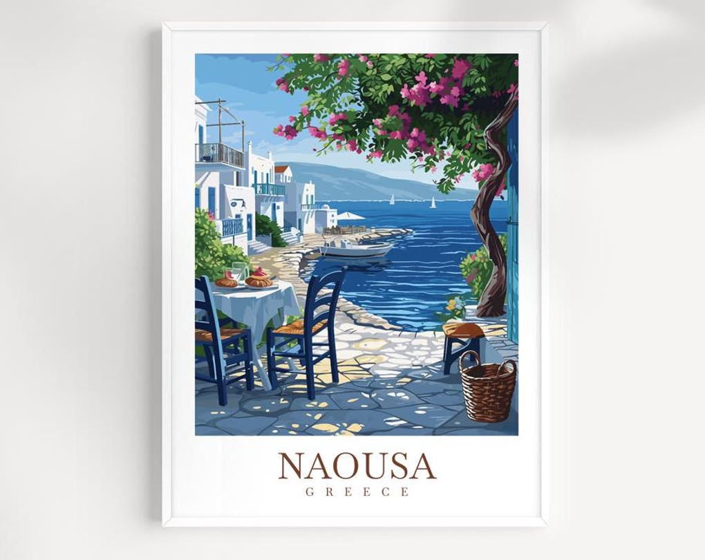 Naousa Paros Travel Print Wall Art Naousa Greece Wall Hanging Home ...