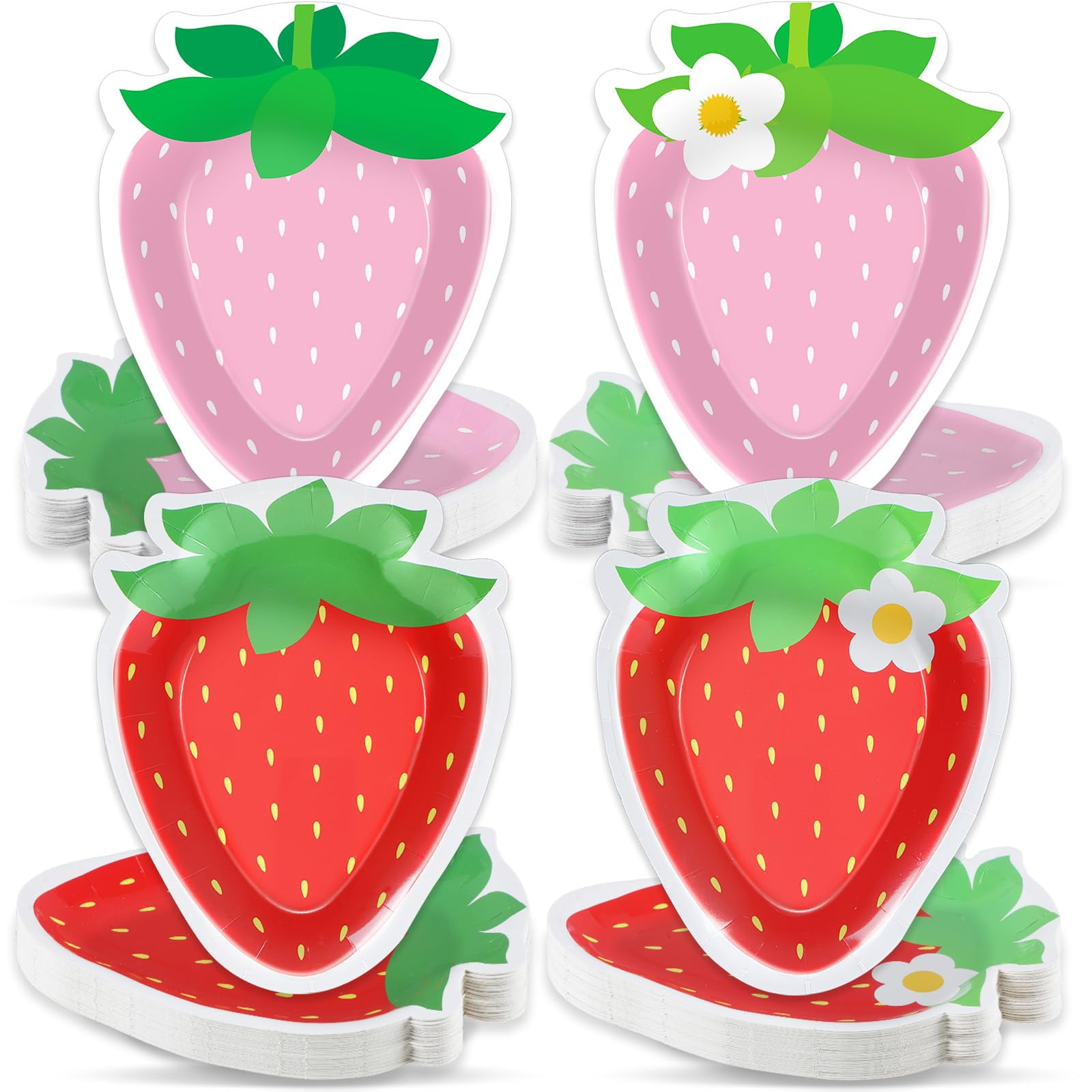 Naozinebi 100 CountITSC Strawberry Paper Plates Pink and Red Theme ...
