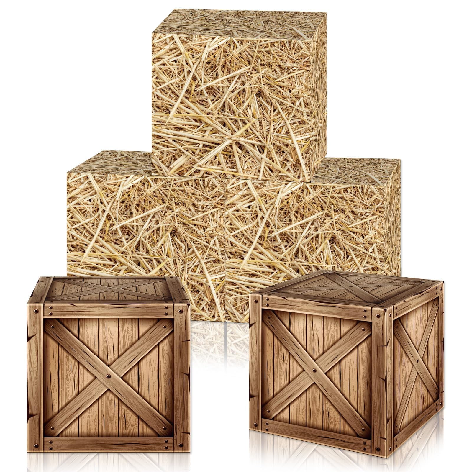Naozinebi 6PCS Hay Bales STF9 Boxes Decor Fake Western Cowboy Party ...
