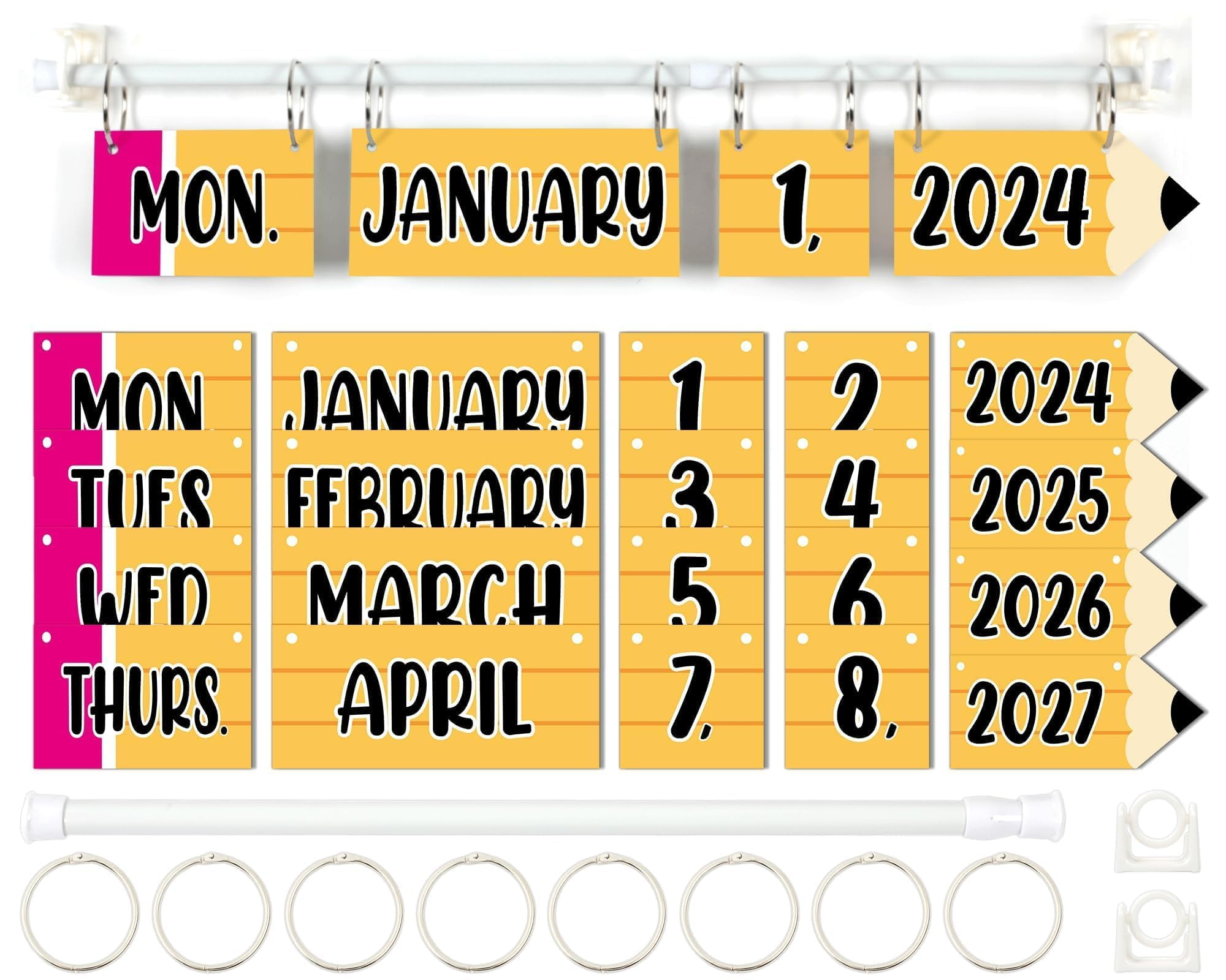 Naozinebi Pencil Calendar Bulletin Board Set Colorful Pencils Shape ...