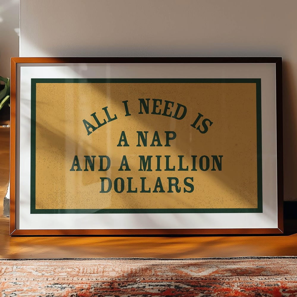 Nap + Cash Quote Print: Retro Cabin Wall Art UNFRAMED PAPER POSTER ...