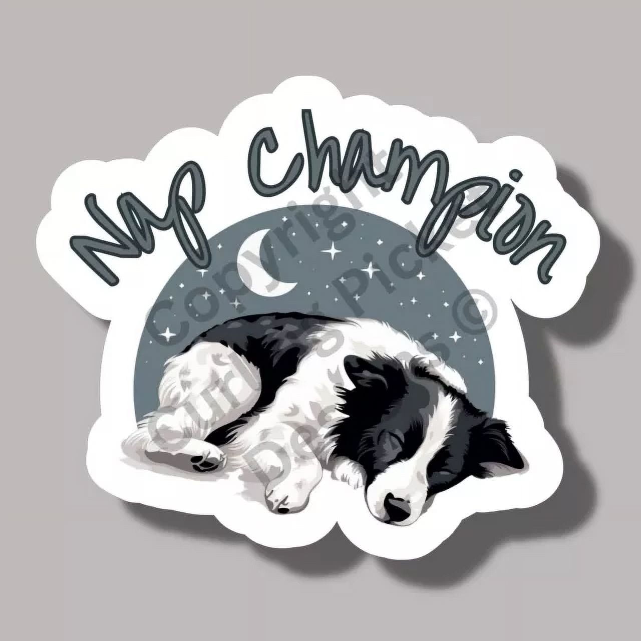 Nap Champion Border Collie Sleeping Cute Dog Breed Sticker Phone Decal ...