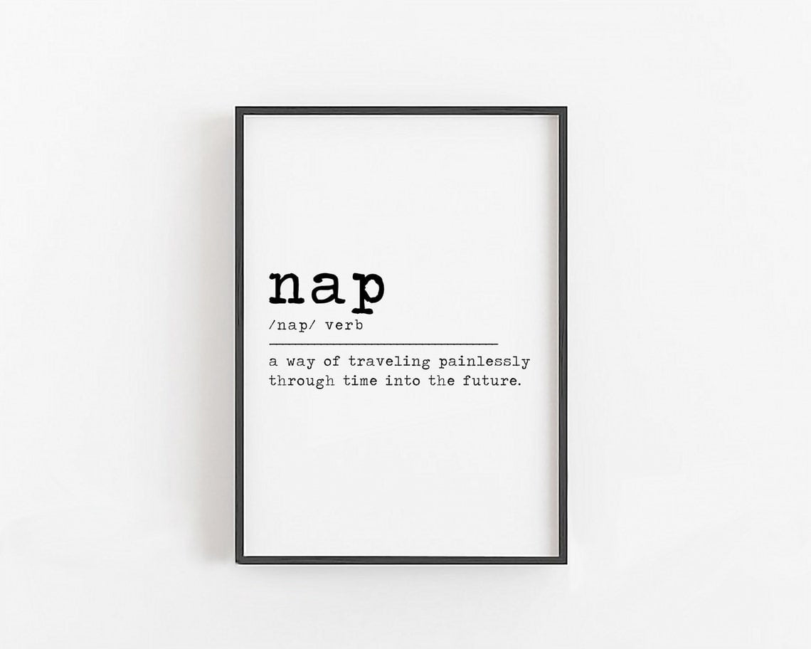 Nap Definition Sign, Funny Wall Art Prints, Funny Sleep Gifts, Funny ...