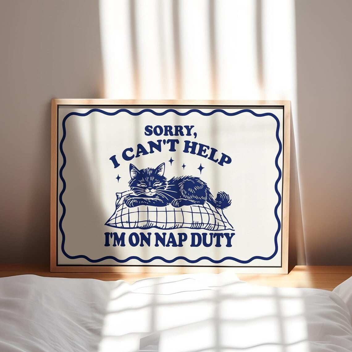 I'M On Nap Duty Print, Funny Quote Art, Quirky Bedroom Decor, Dopamine ...
