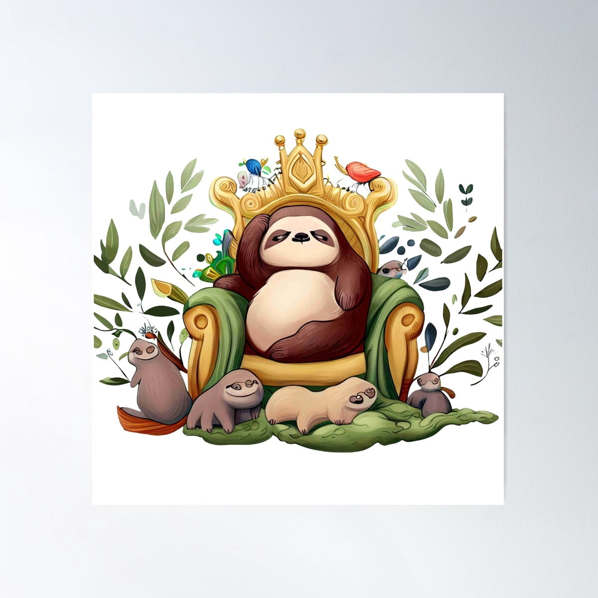 Nap King Sloth Design Poster Wall Art, Modern Wall Decor For Living ...