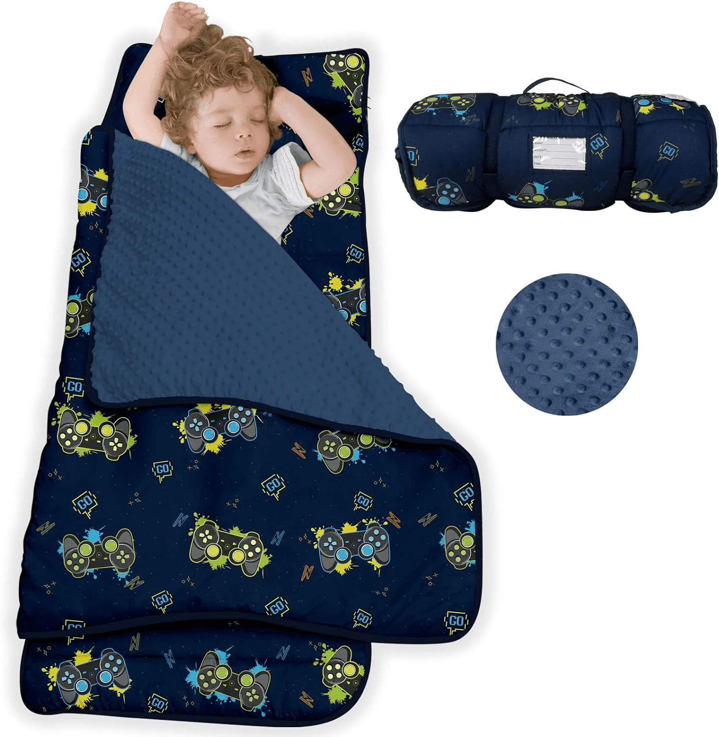 Nap Mat- Toddler Nap Mat with Pillow & Fleece Blanket- 55''*23''*2 ...
