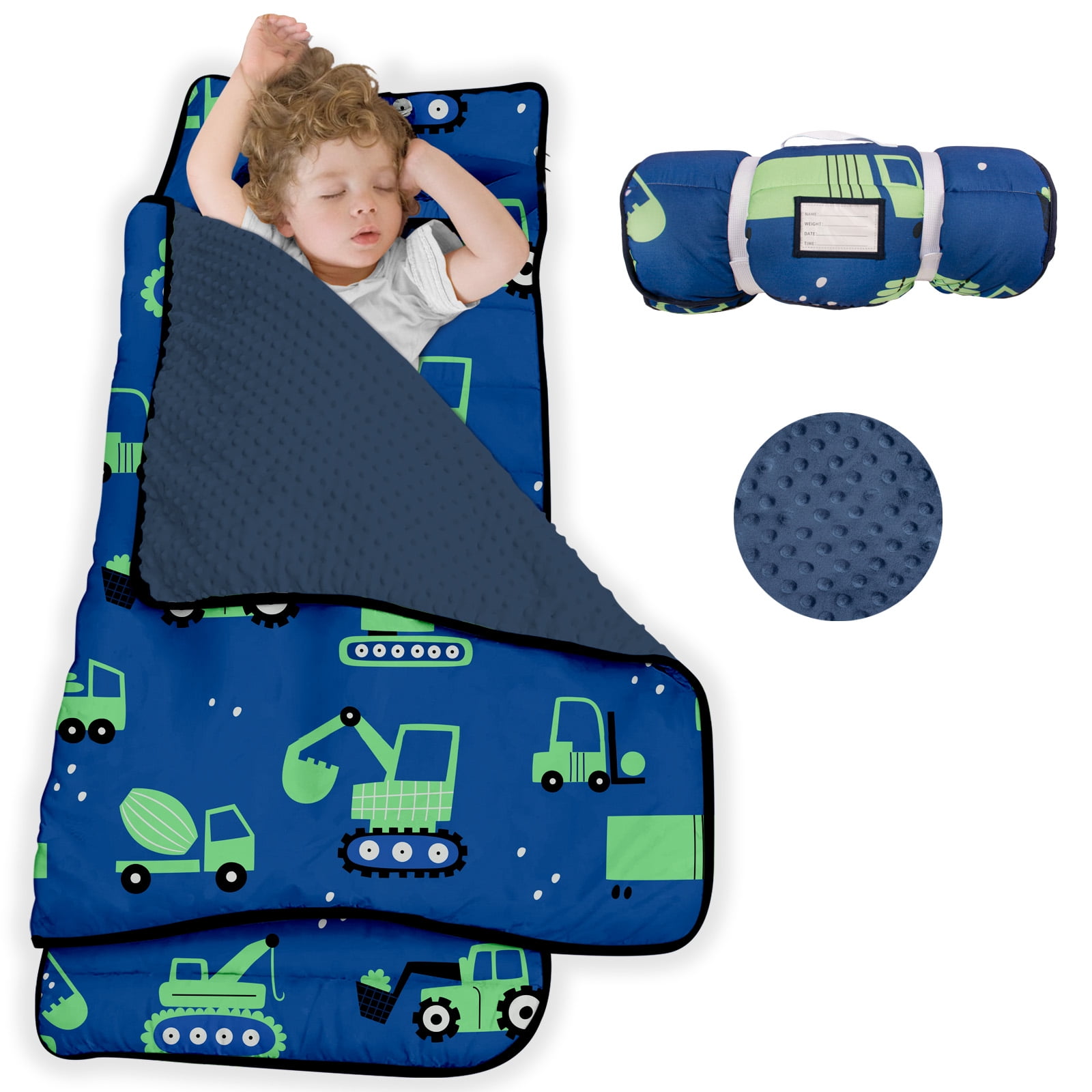 Nap Mat- Toddler Nap Mat with Pillow & Fleece Blanket- 55''*23''*2 ...