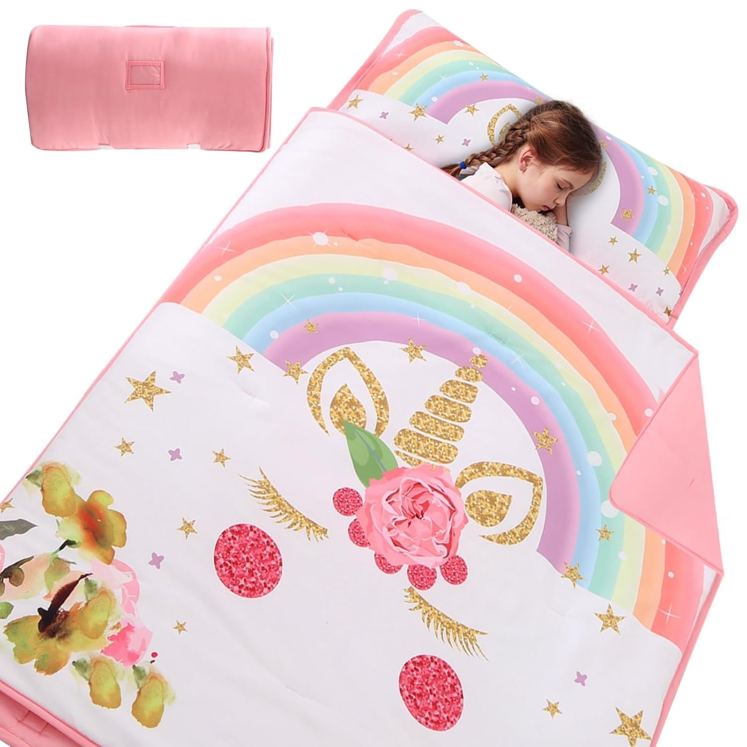Nap Mat for Toddlers, Kids Nap Mats with Pillow and Blanket, Girls ...